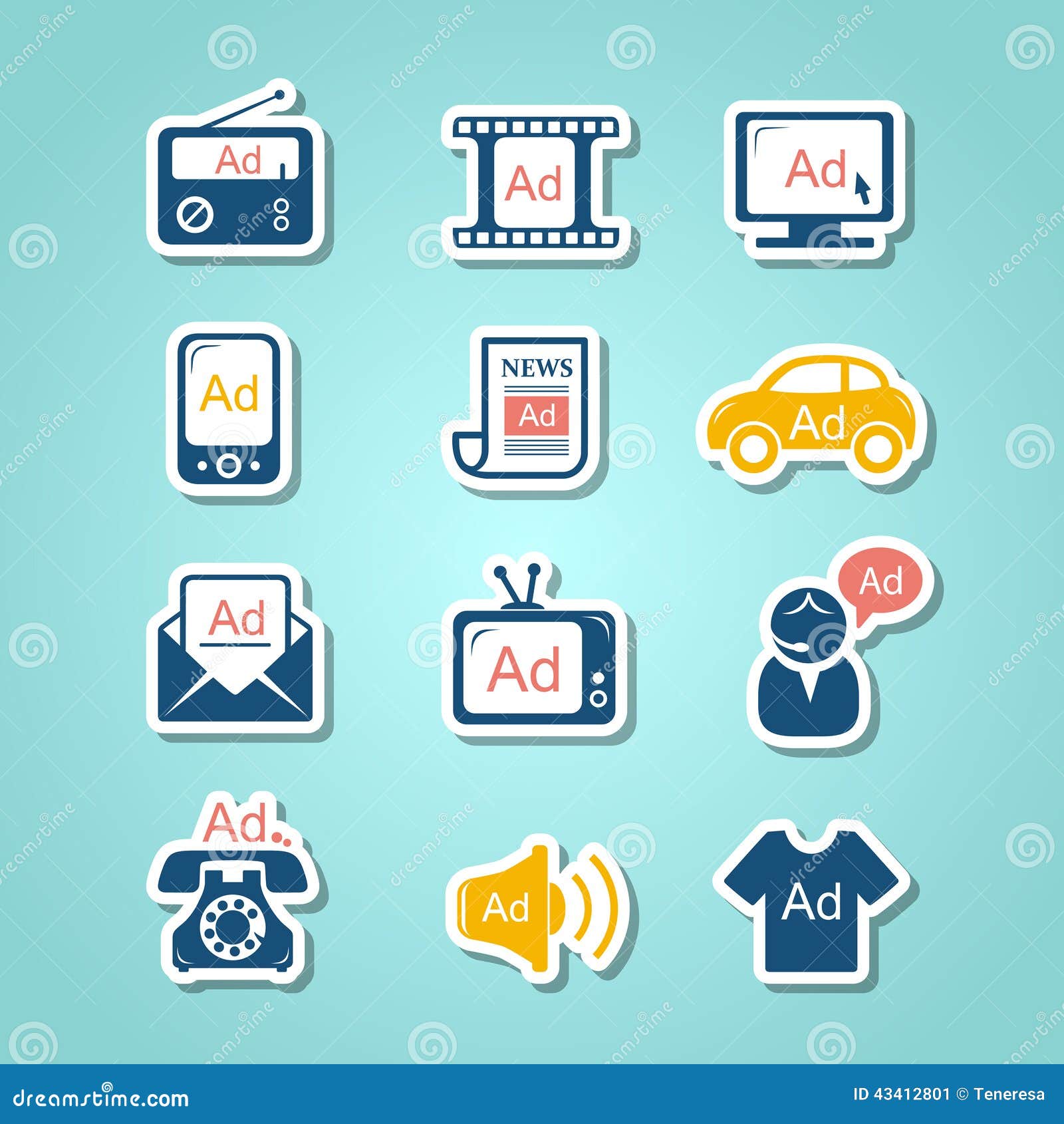 Advertisement Paper Cut Icons Stock Vector - Illustration of campaign ...