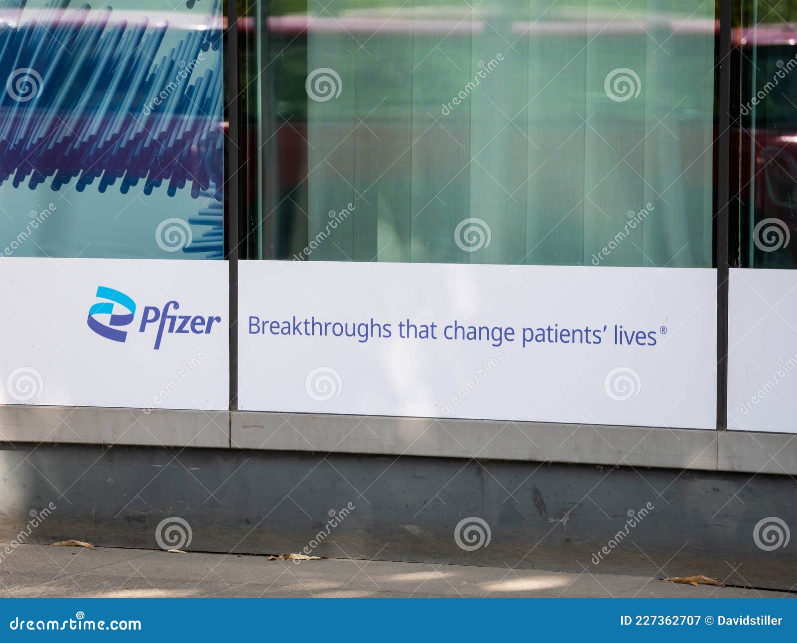 Advertisement of Pharmaceutical Corporation Pfizer at the German ...