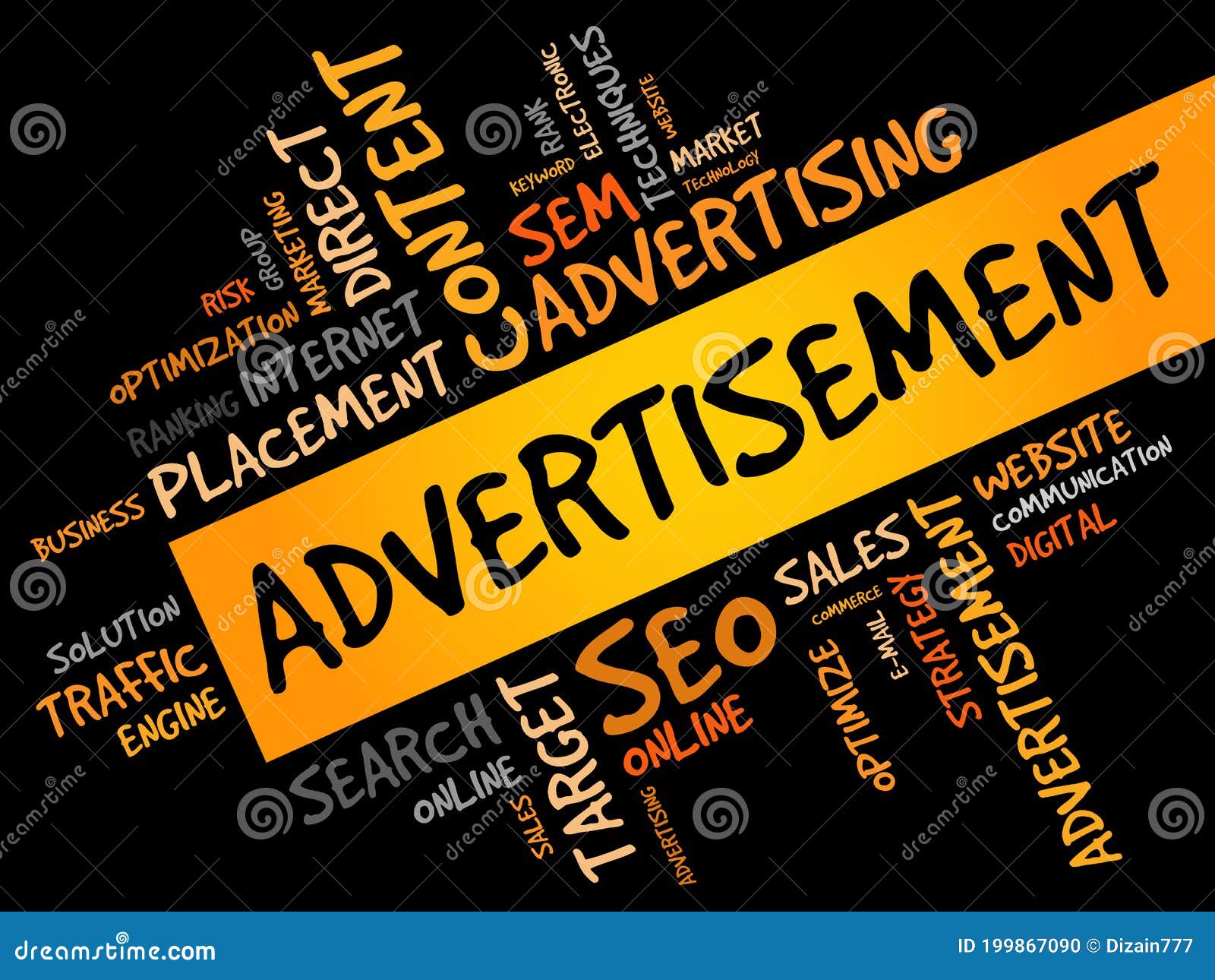 ADVERTISEMENT word cloud stock illustration. Illustration of target ...