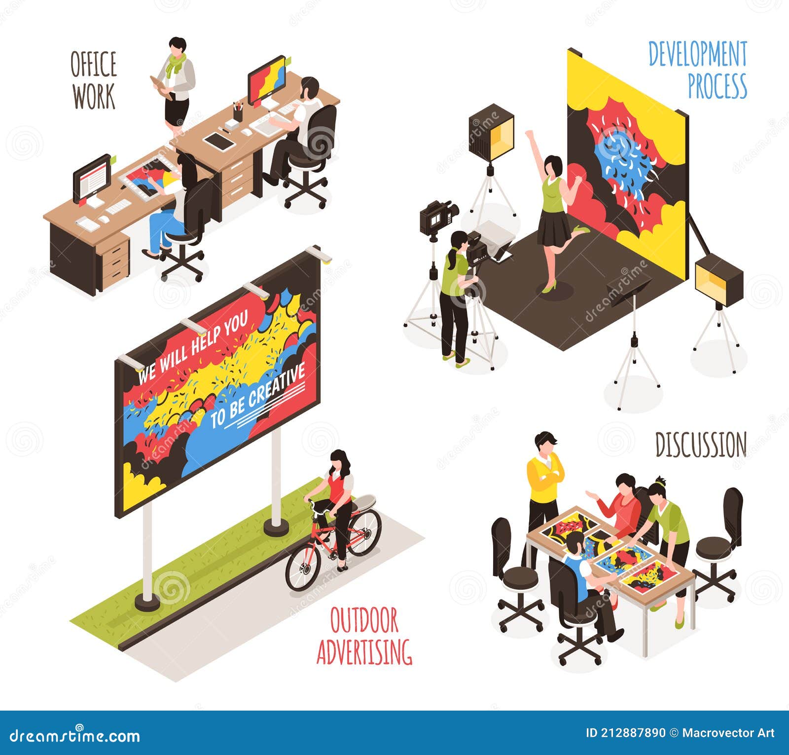 Advertising Agency Design Set Stock Vector - Illustration of bright ...