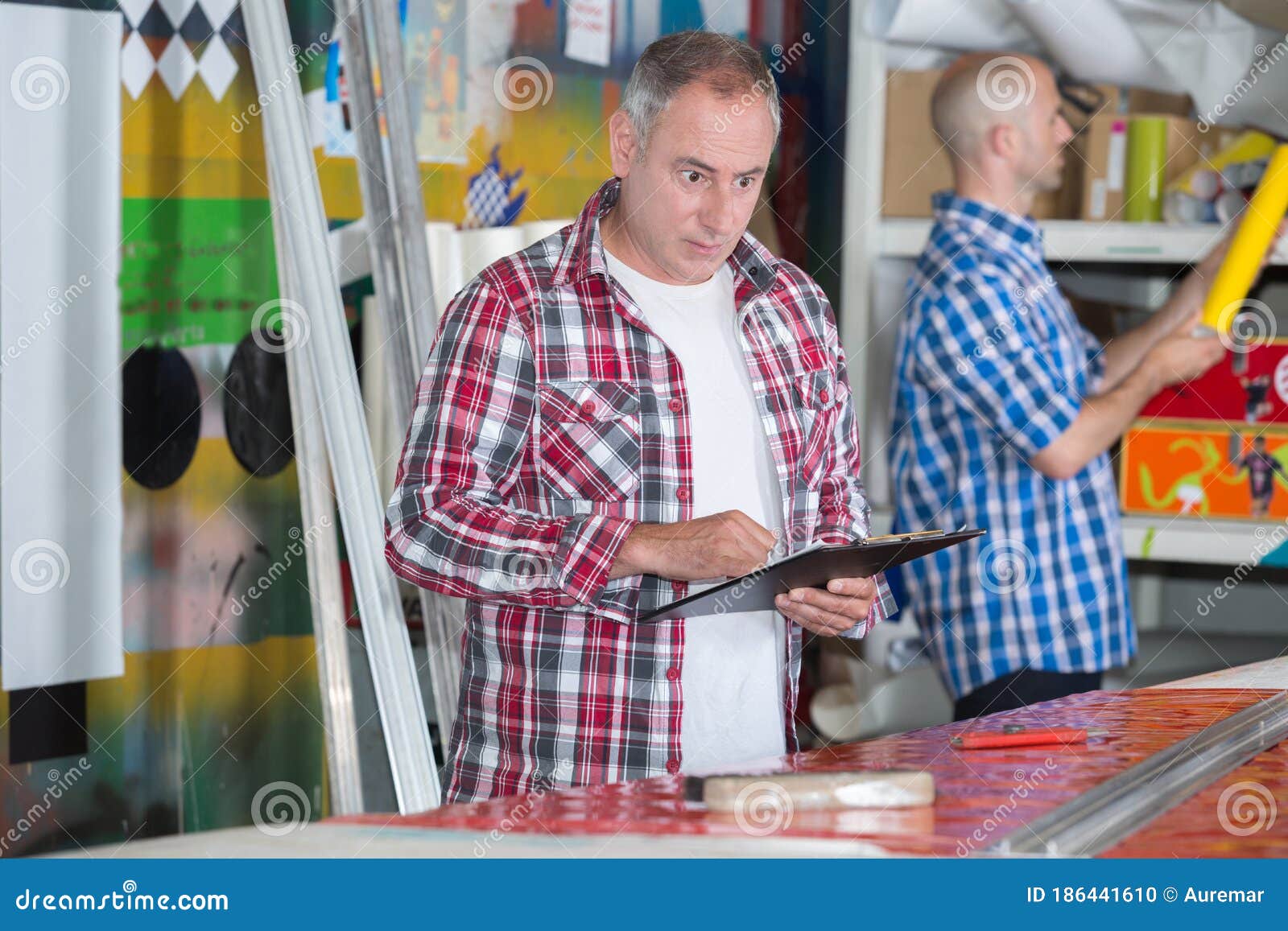 Advertising Agency Worker Preparing for Work Stock Photo - Image of ...