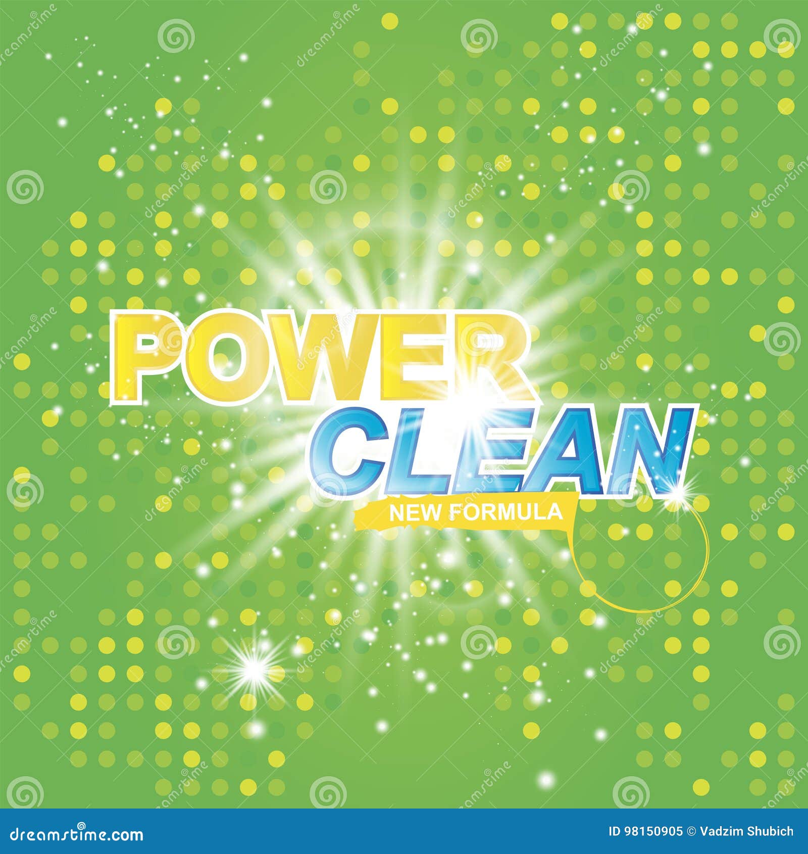 Advertising Banner of Detergent. Power Clean on Light Effect Background ...