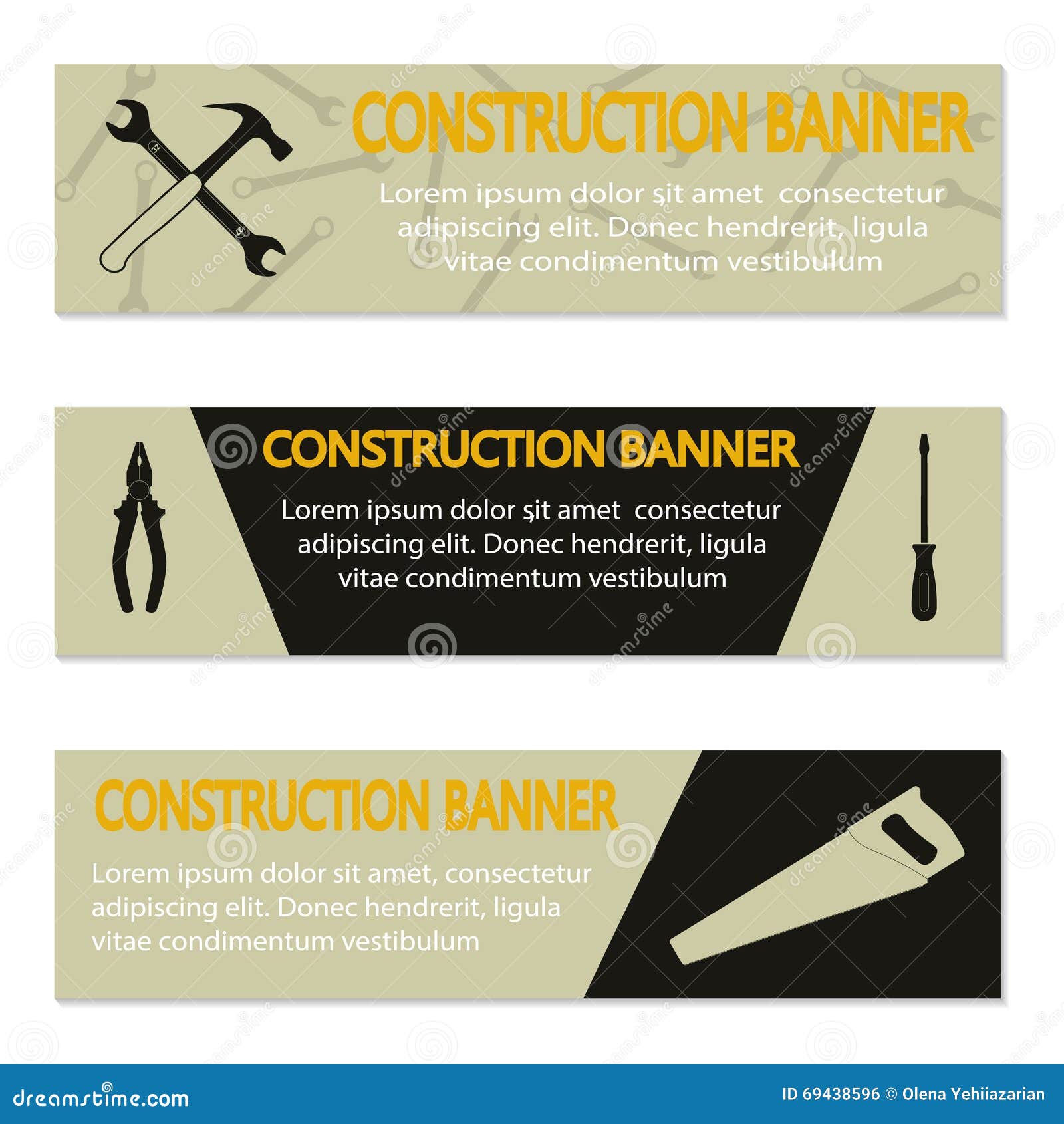 Advertising Banners with Different Tools Stock Vector - Illustration of ...