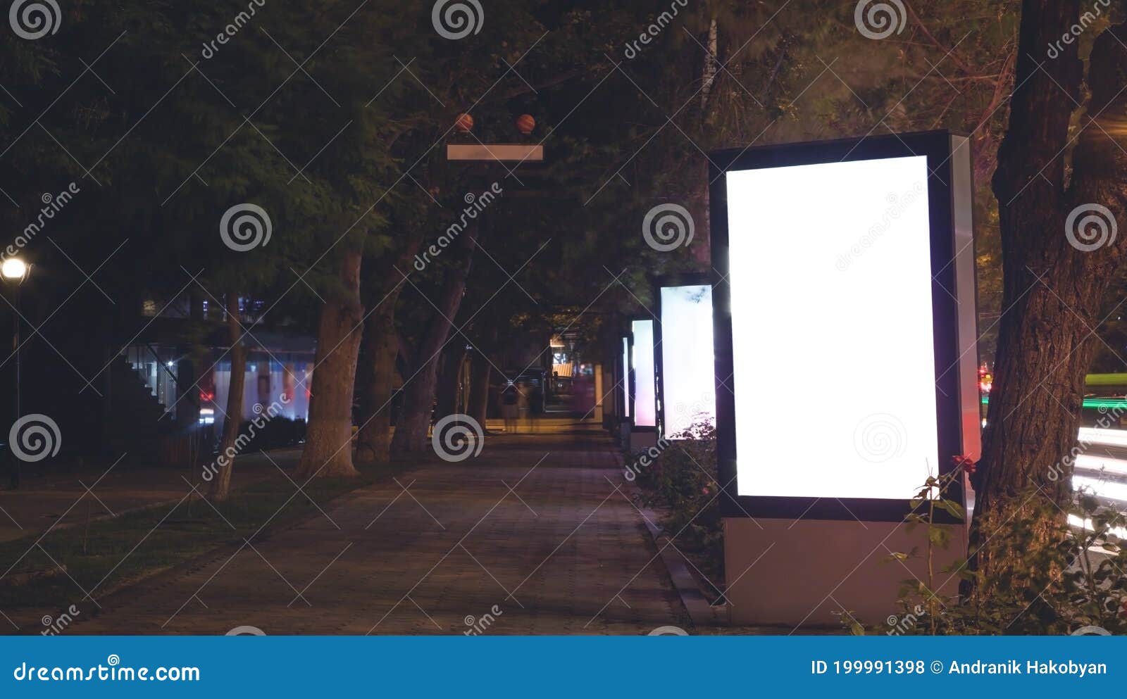 Advertising Billboard in the City Glows at Night Stock Photo - Image of ...