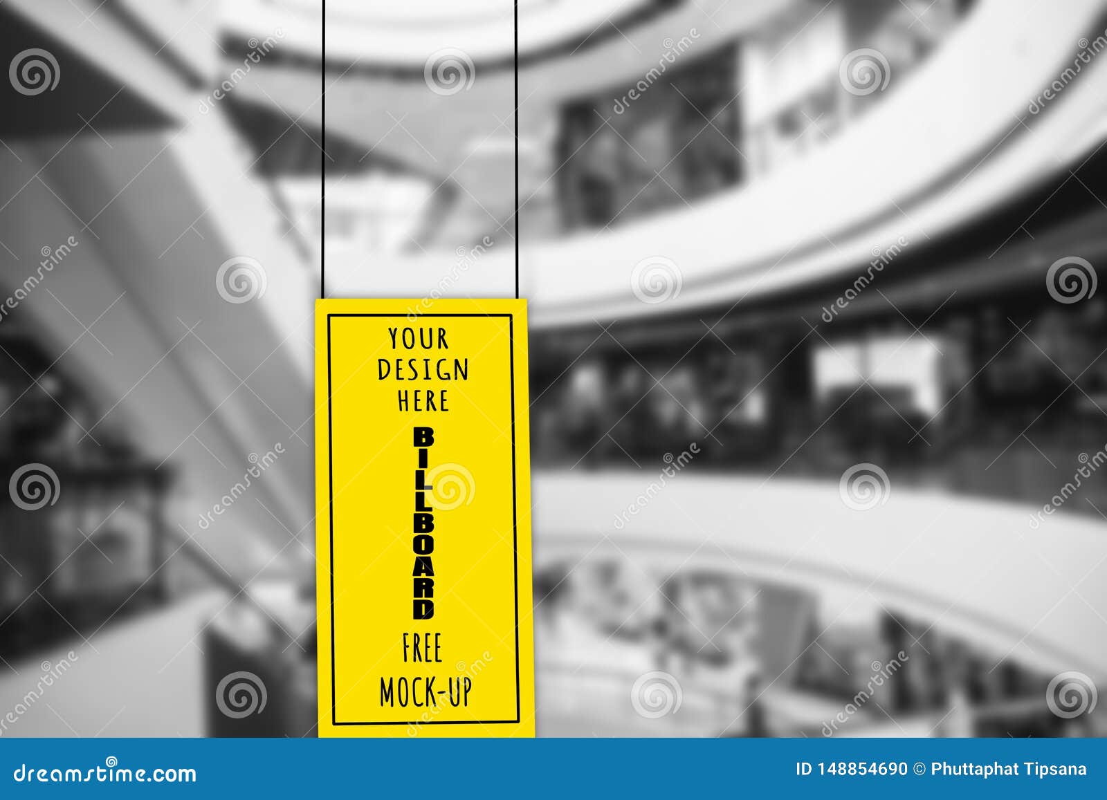 Advertising Billboard Mockup Vertical,yellow Billboard in the Mall ...
