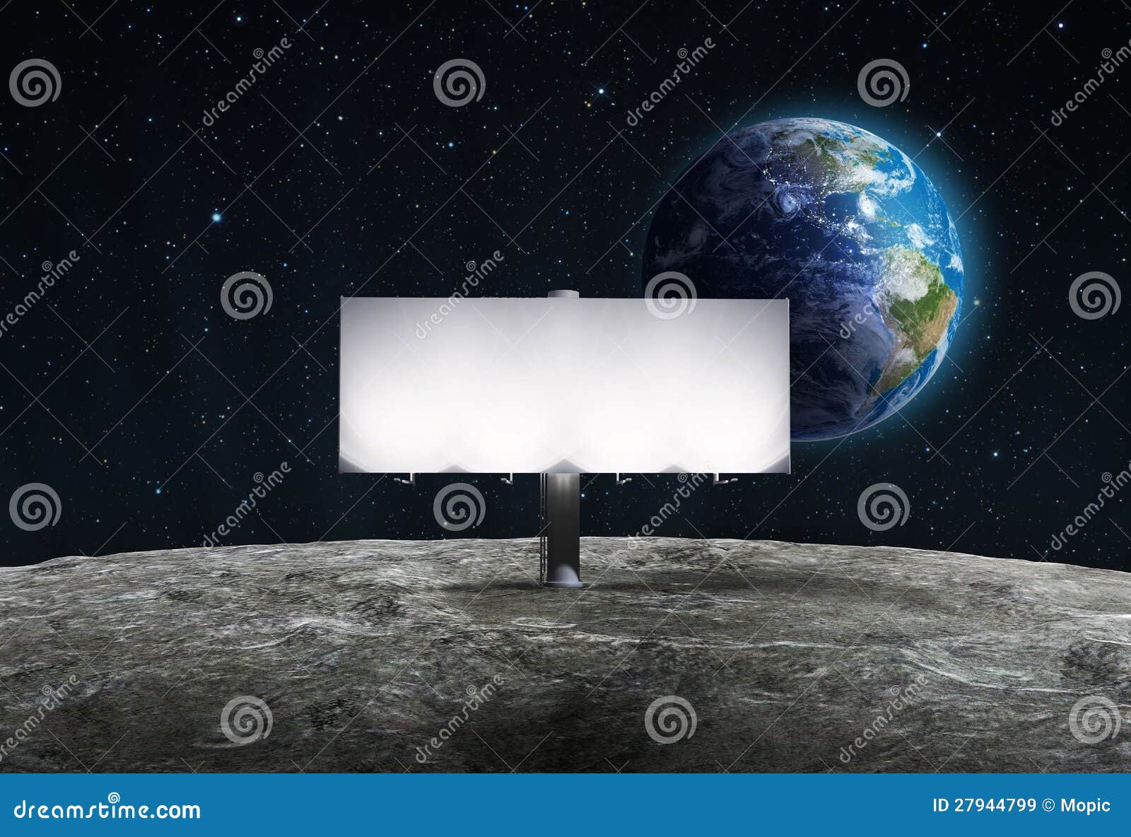 Advertising Billboard on Moon Stock Illustration - Illustration of ...