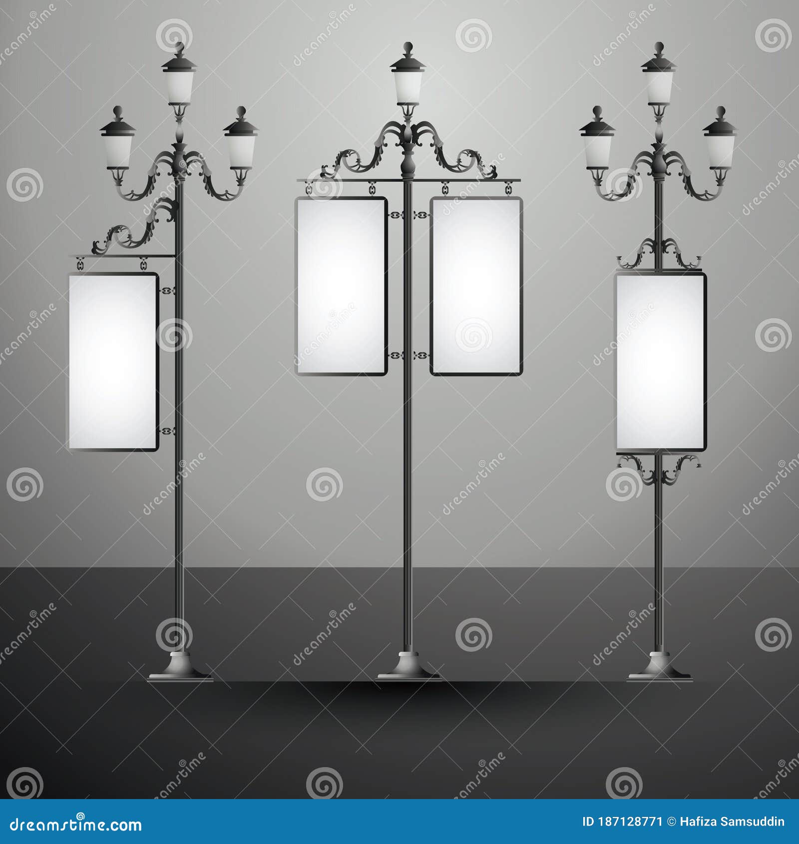 Advertising Billboards on Street Light Pole. Vector Illustration ...