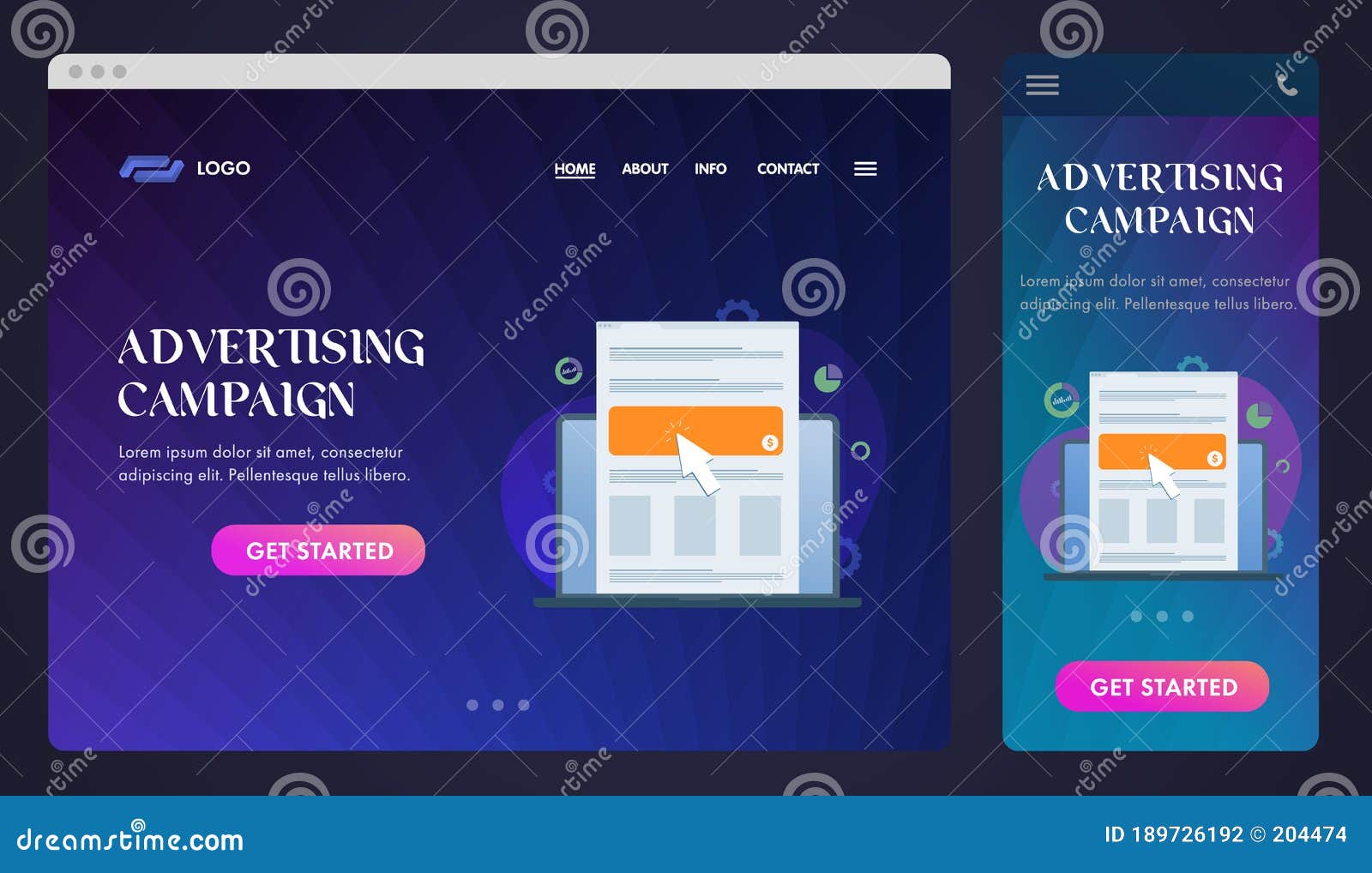 Advertising Campaign, Native Programmatic AD, UI UX Web Design Template ...