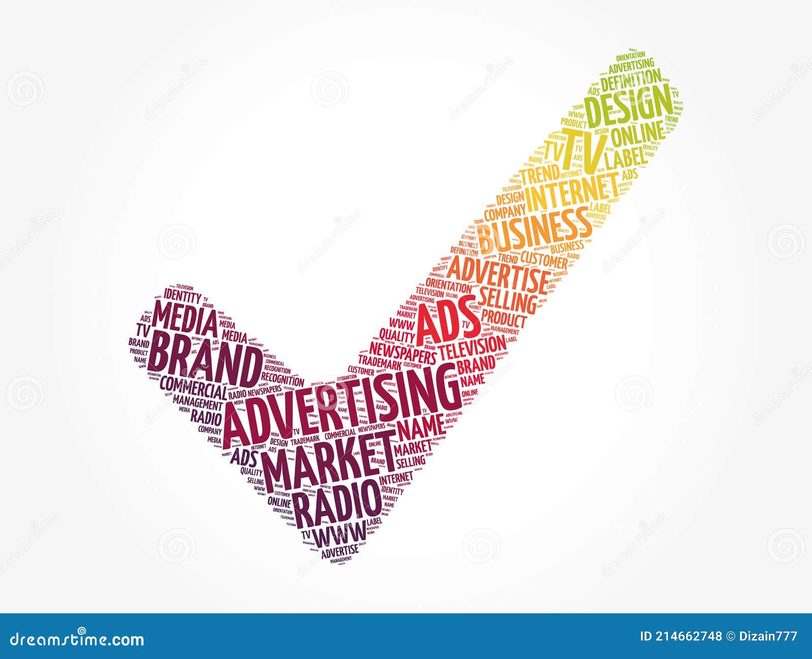 ADVERTISING Check Mark Word Cloud, Creative Business Concept Background ...