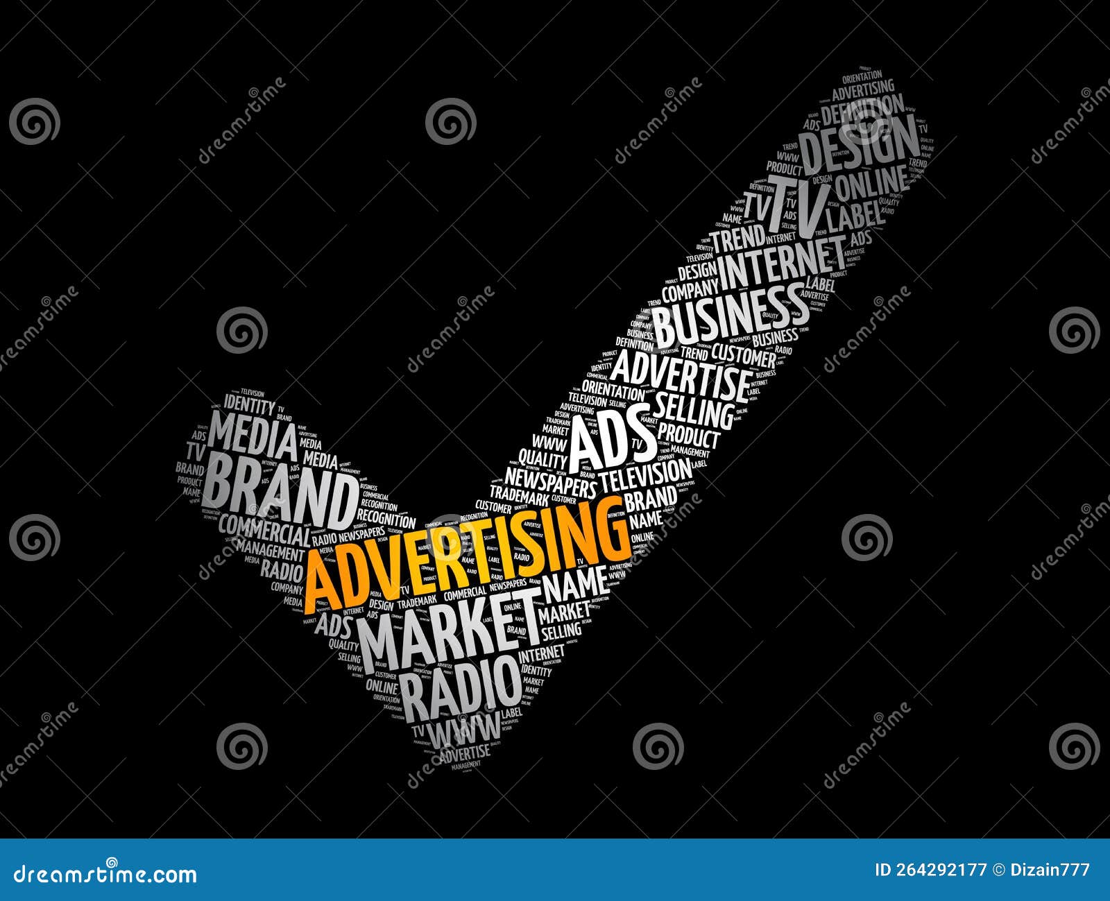 ADVERTISING Check Mark Word Cloud, Creative Business Concept Background ...