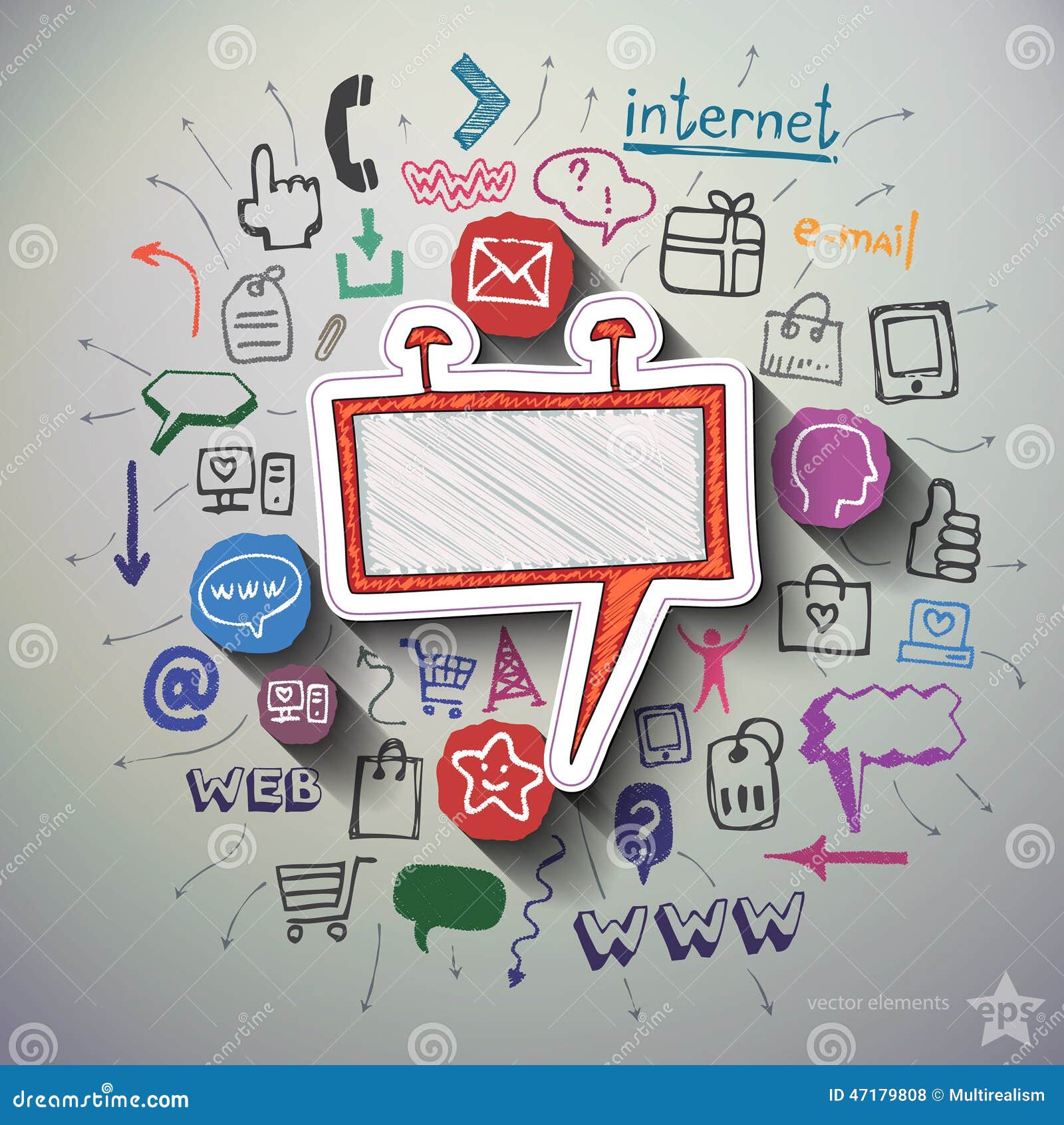 Advertising Collage with Icons Background Stock Vector - Illustration ...