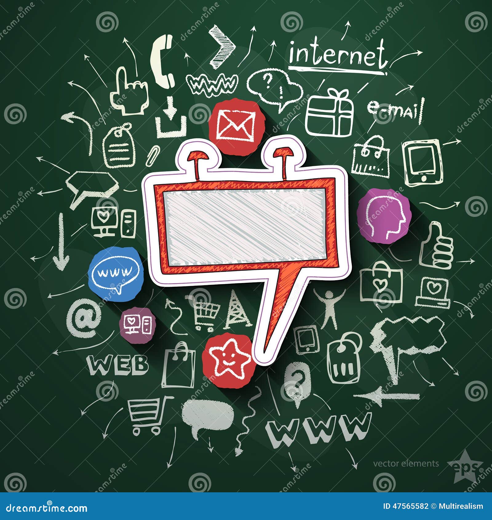 Advertising Collage with Icons on Blackboard Stock Vector ...