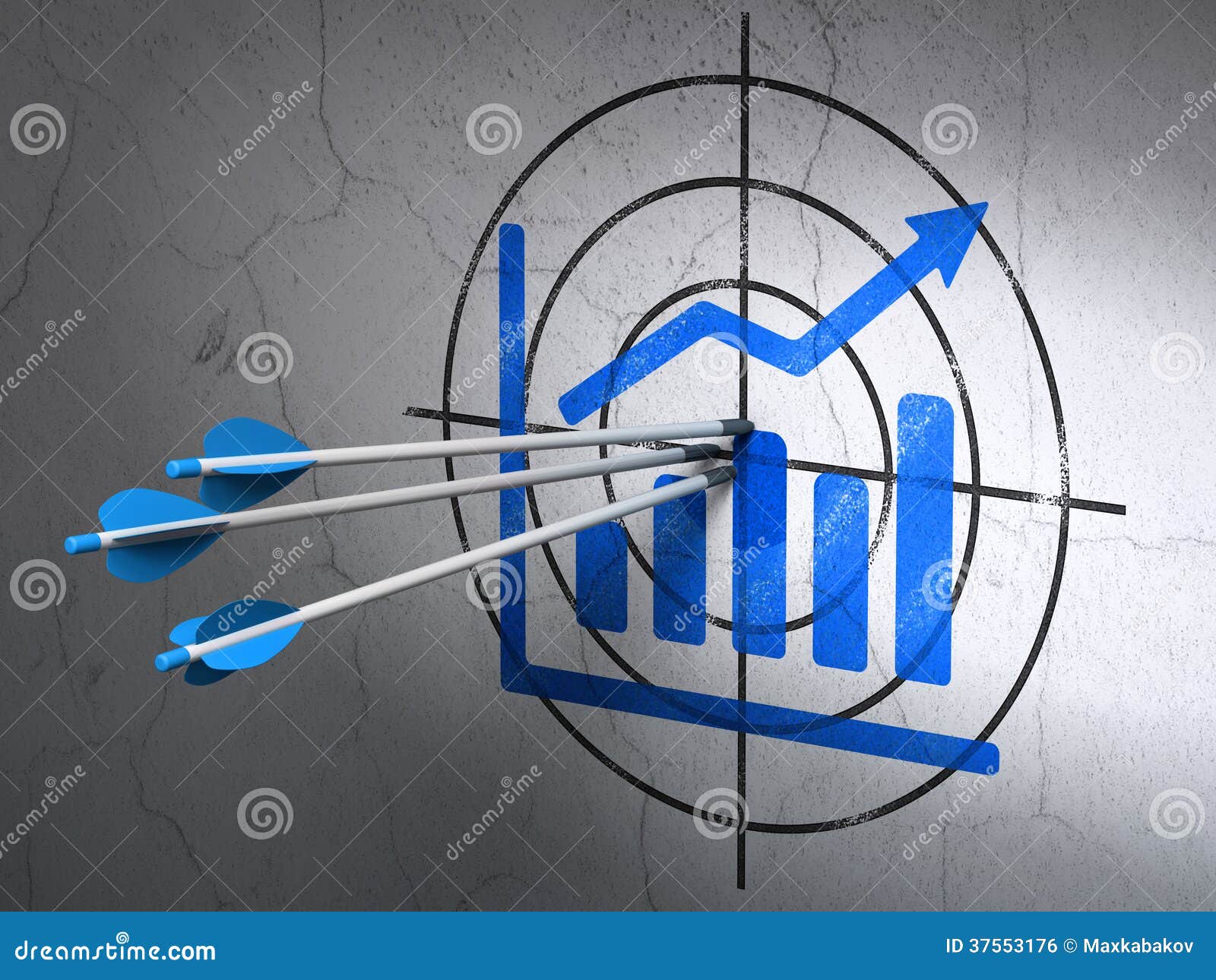 Advertising Concept: Arrows in Growth Graph Target Stock Illustration ...