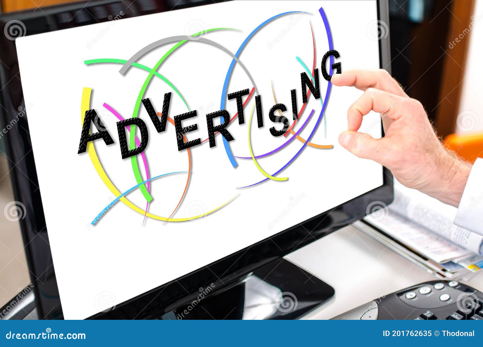 Advertising Concept on a Computer Monitor Stock Image - Image of ...