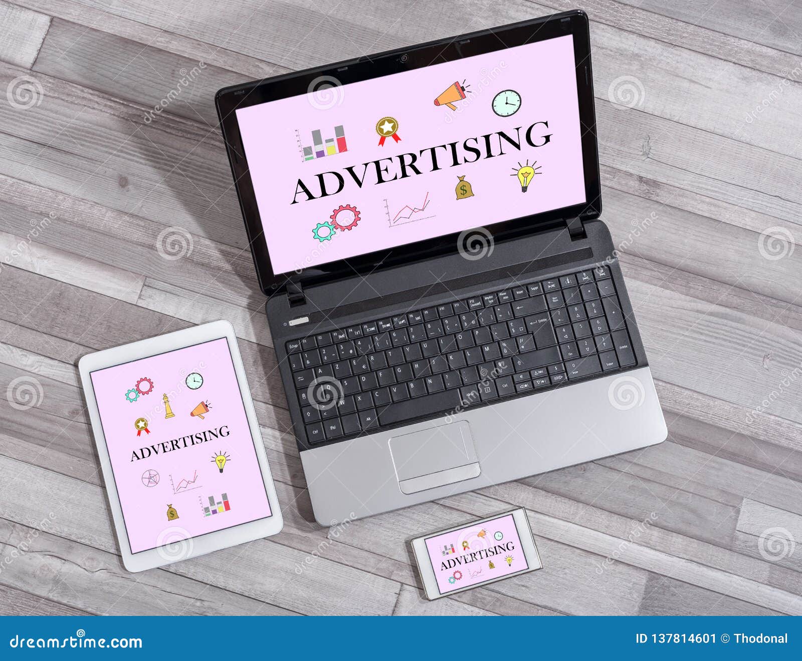 Advertising Concept on Different Devices Stock Image - Image of ...