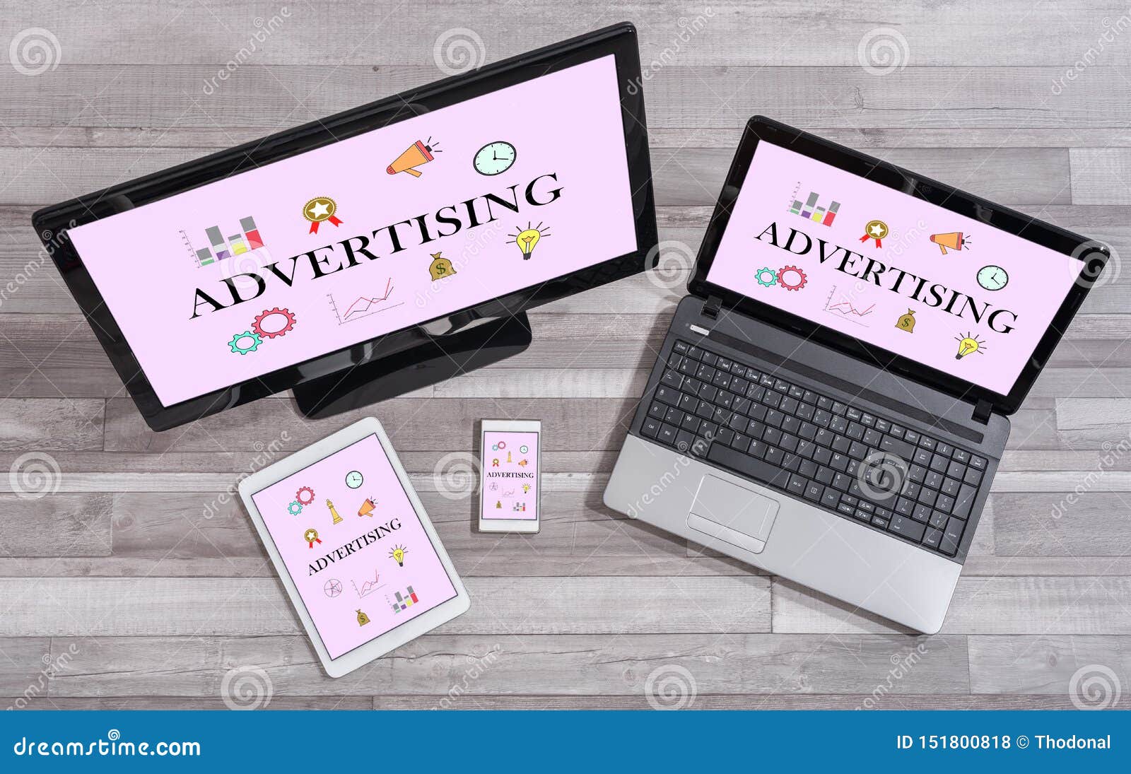 Advertising Concept on Different Devices Stock Photo - Image of screen ...