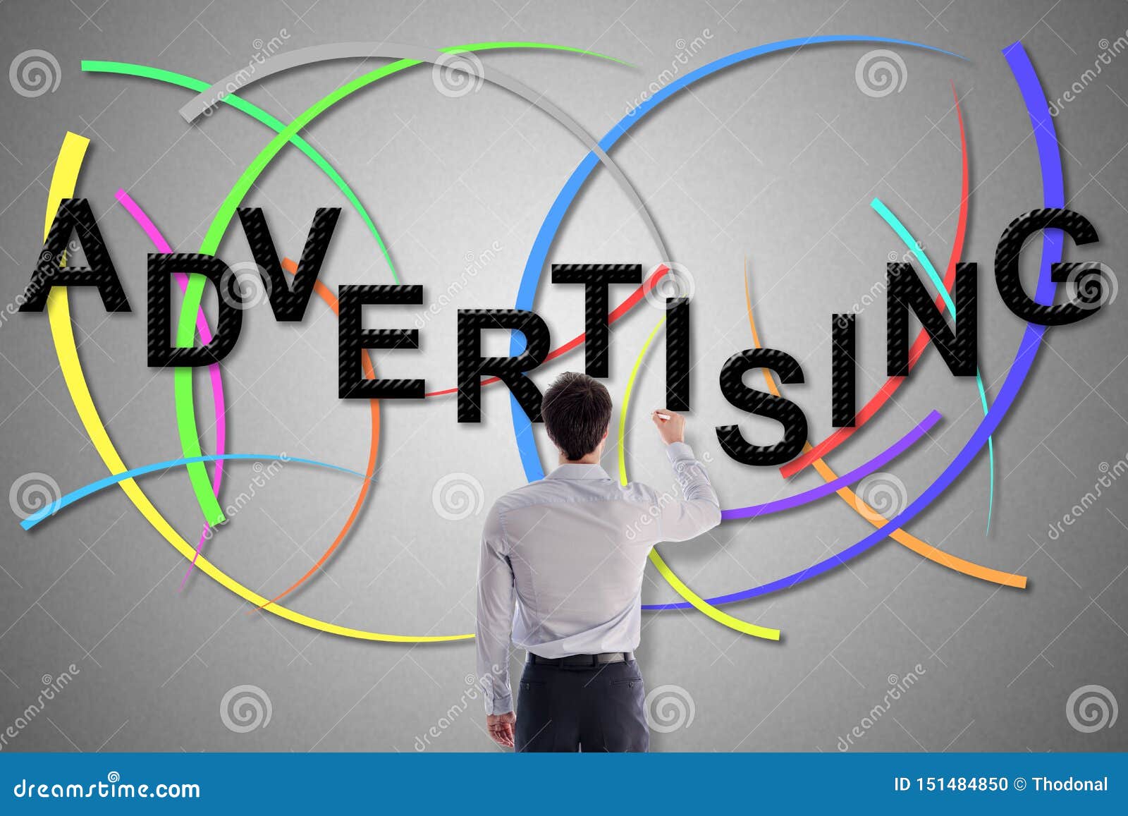 Advertising Concept Drawn by a Man Stock Photo - Image of media ...