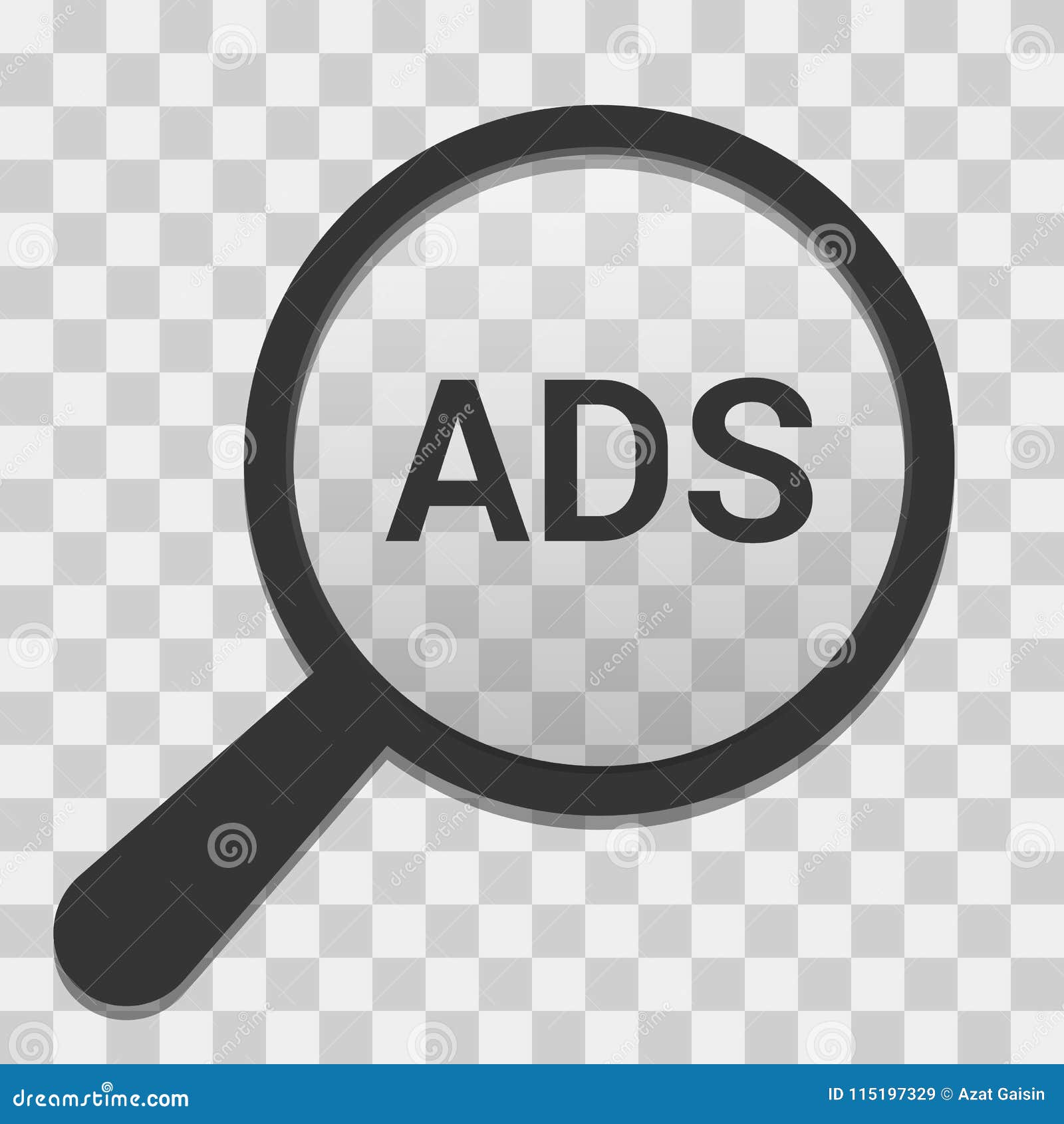 Advertising Concept: Magnifying Optical Glass with Words Ads Stock ...