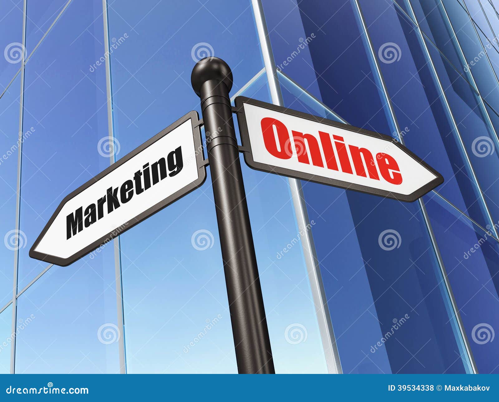 Advertising Concept: Online Marketing on Building Background Stock ...