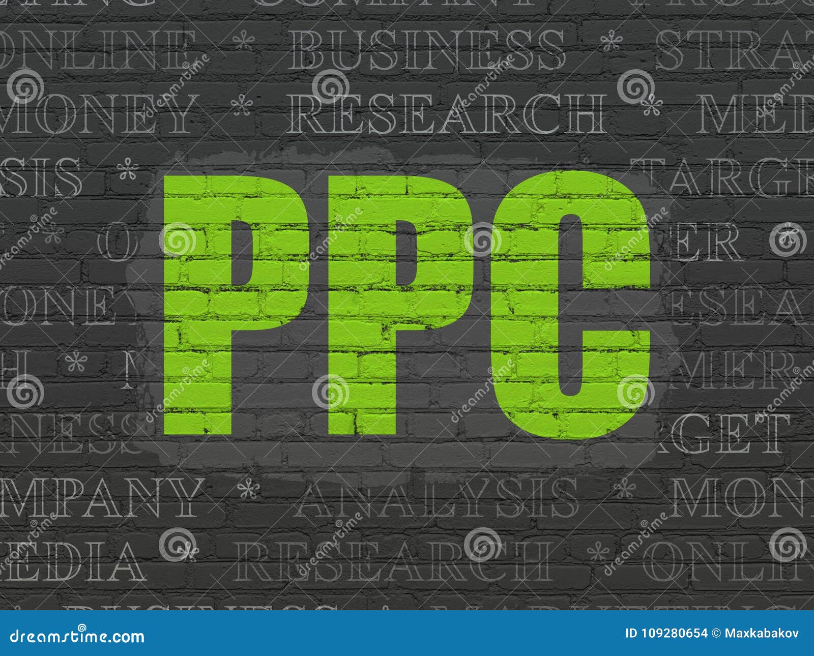 Advertising Concept: PPC on Wall Background Stock Illustration ...
