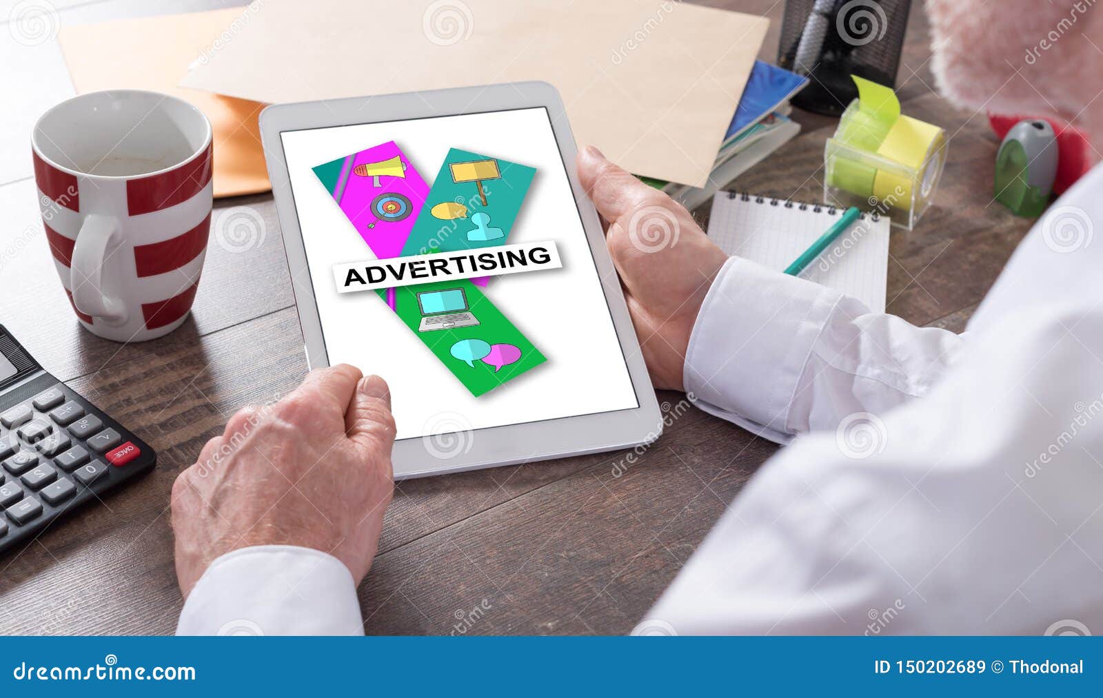 Advertising Concept on a Tablet Stock Image - Image of design, branding ...