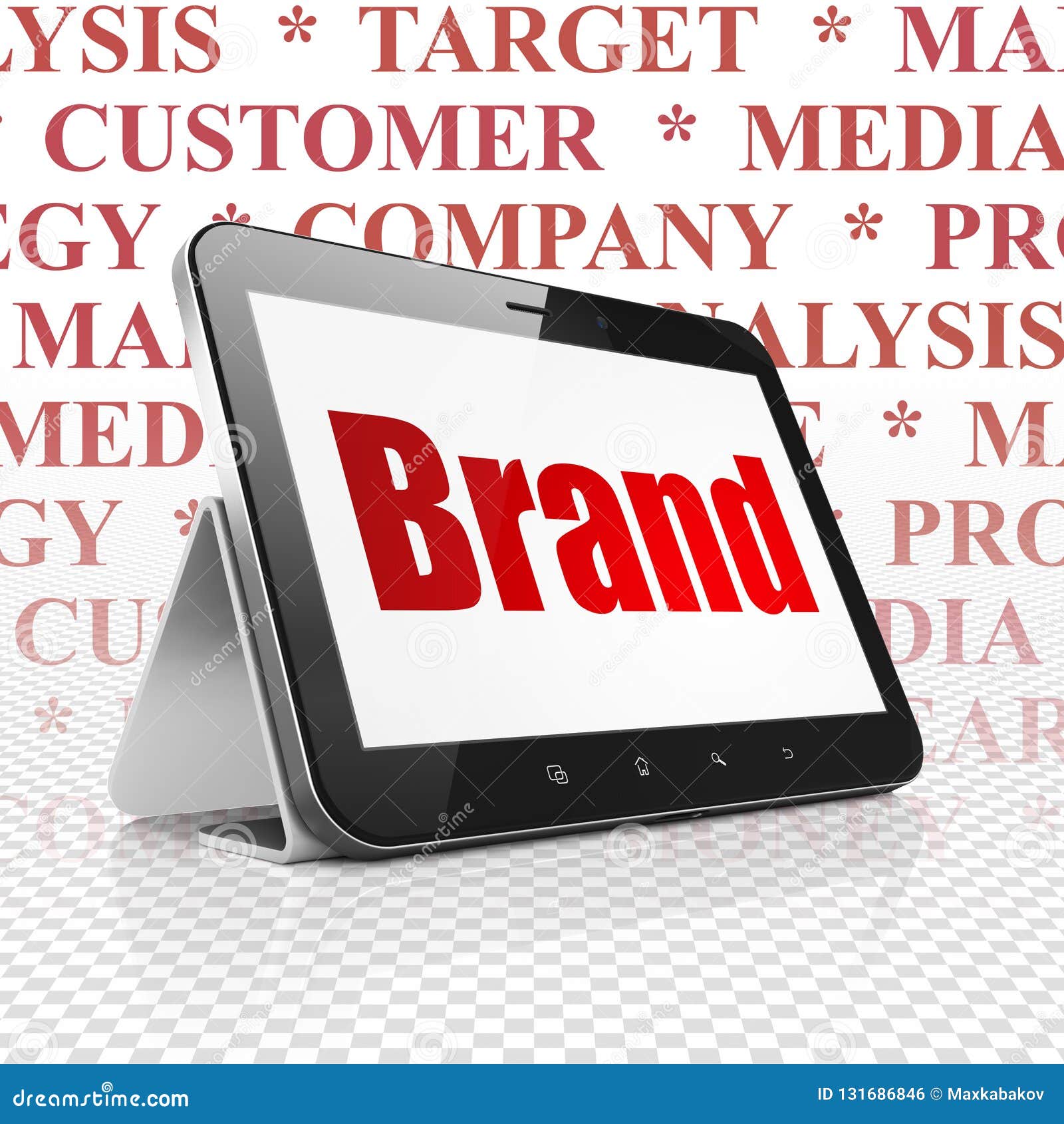 Advertising Concept: Tablet Computer with Brand on Display Stock ...