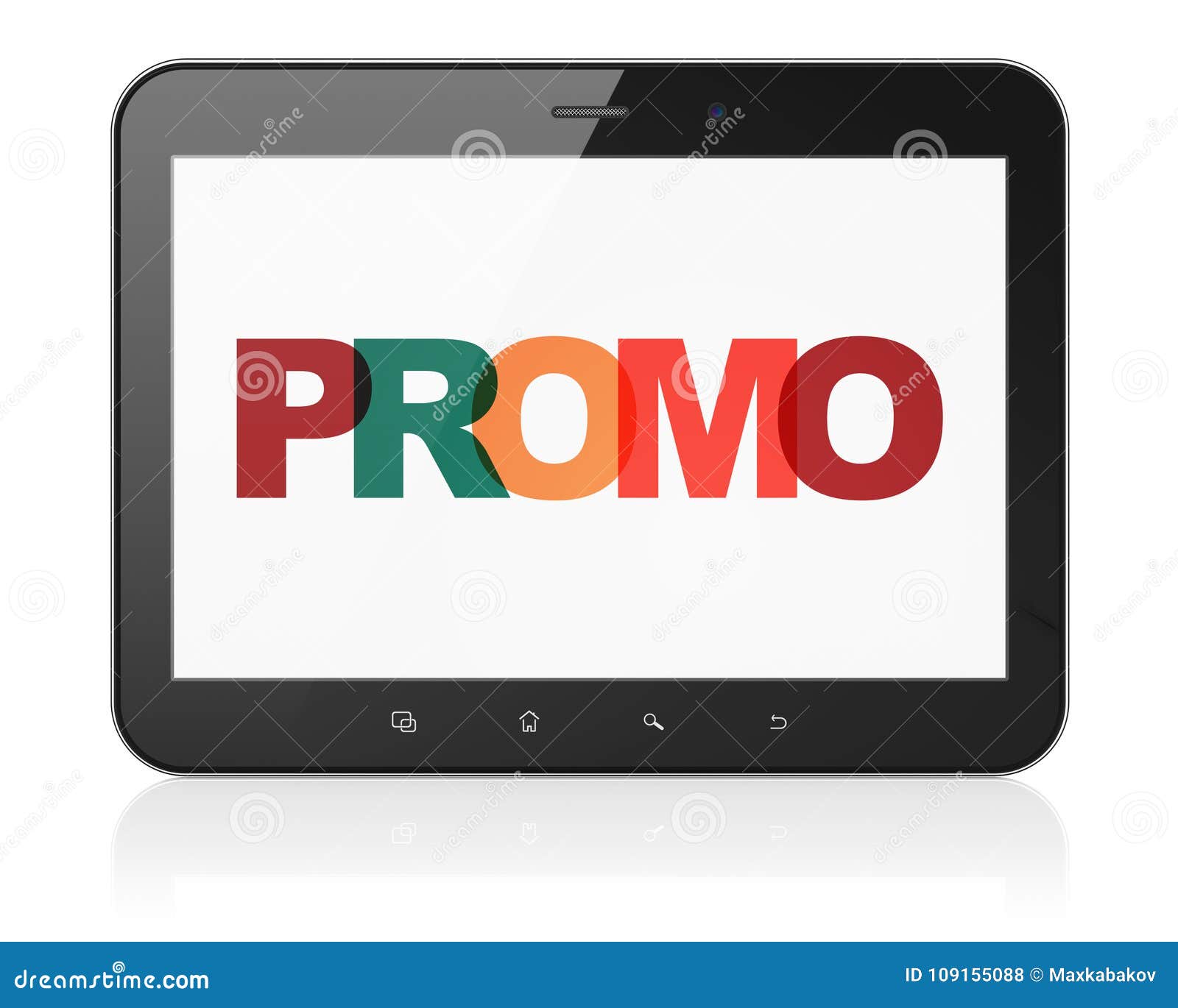 Advertising Concept: Tablet Computer with Promo on Display Stock ...