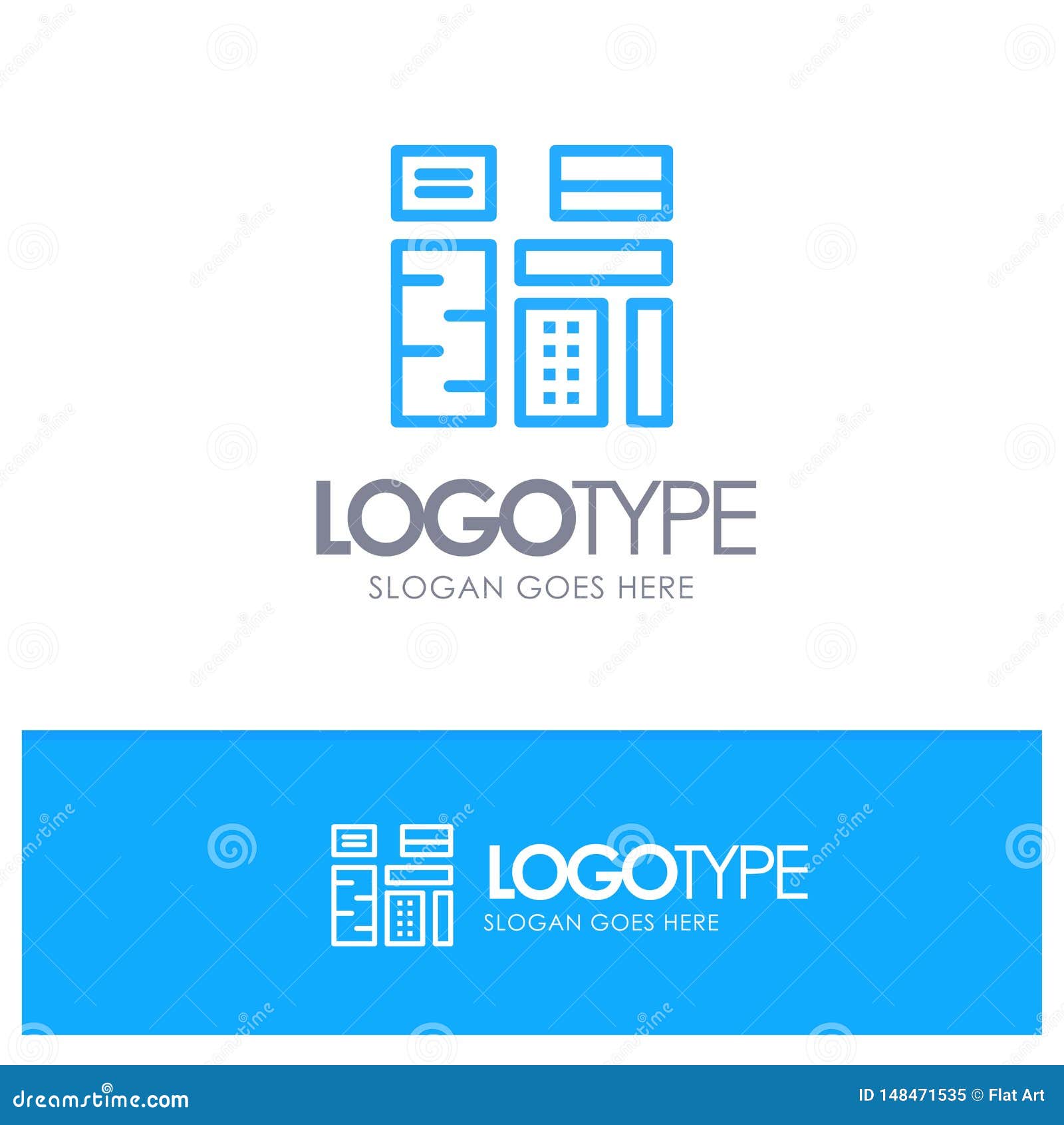 Advertising, Content, Feature, Native, Premium Blue Outline Logo Place ...