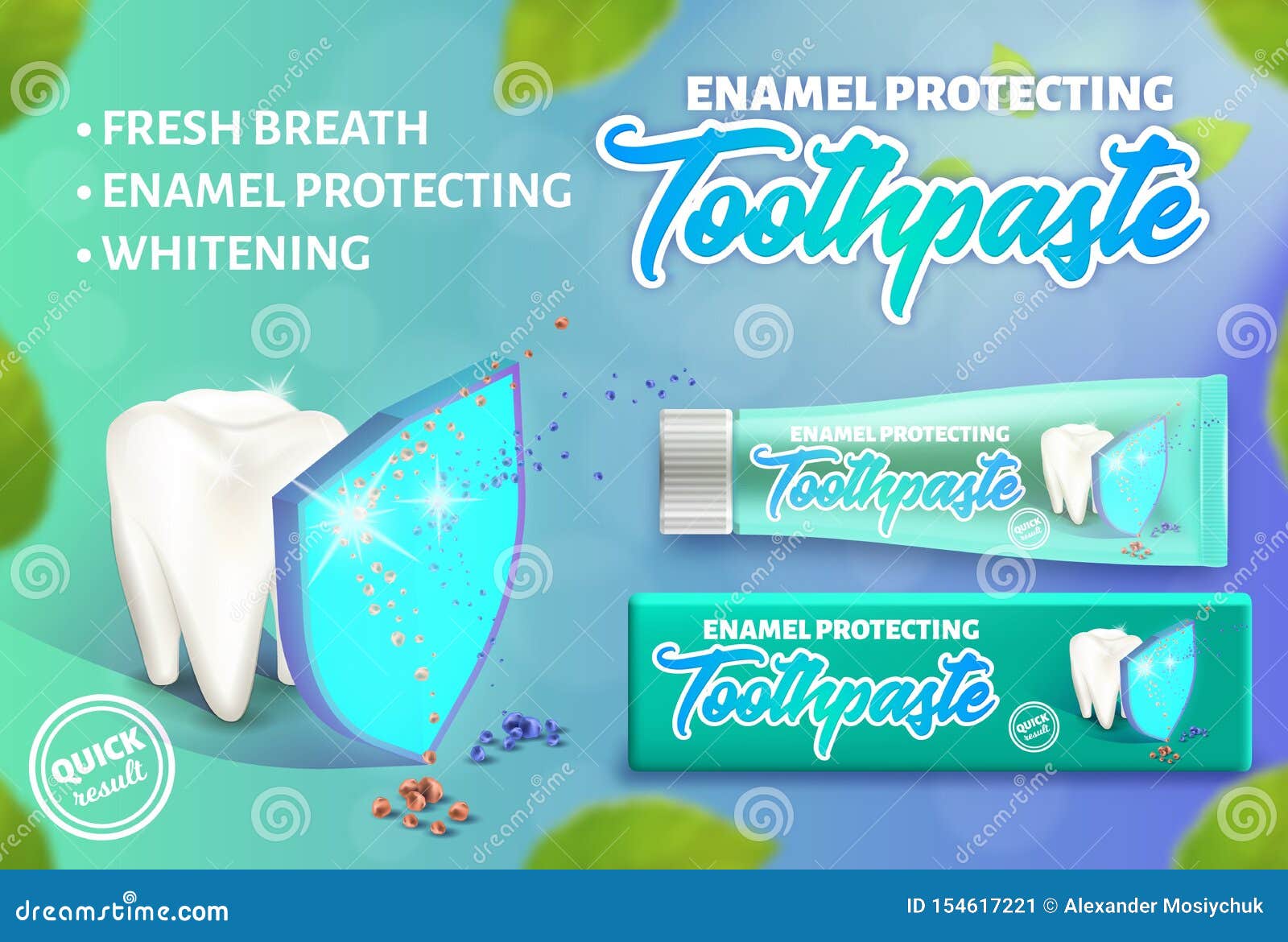 Advertising Design Concept of the Enamel Protecting Toothpaste. 3d ...