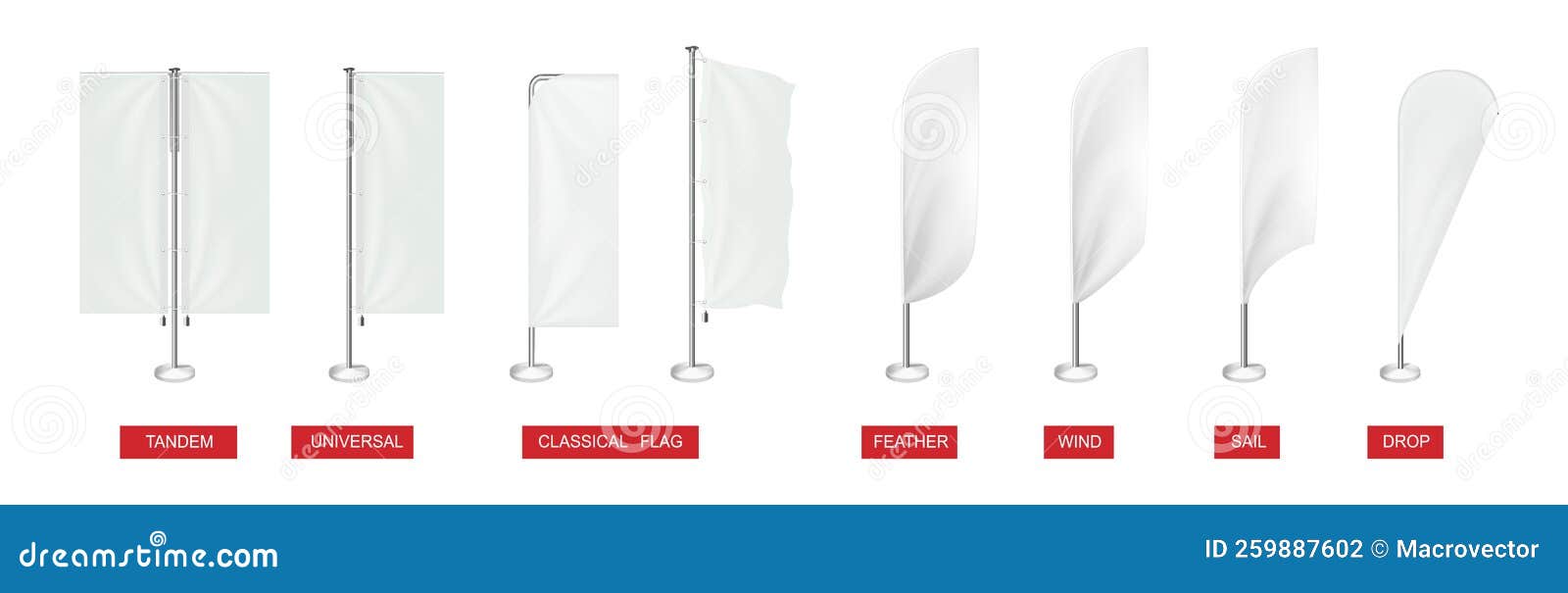 Advertising Flags Realistic Set Stock Vector - Illustration of white ...