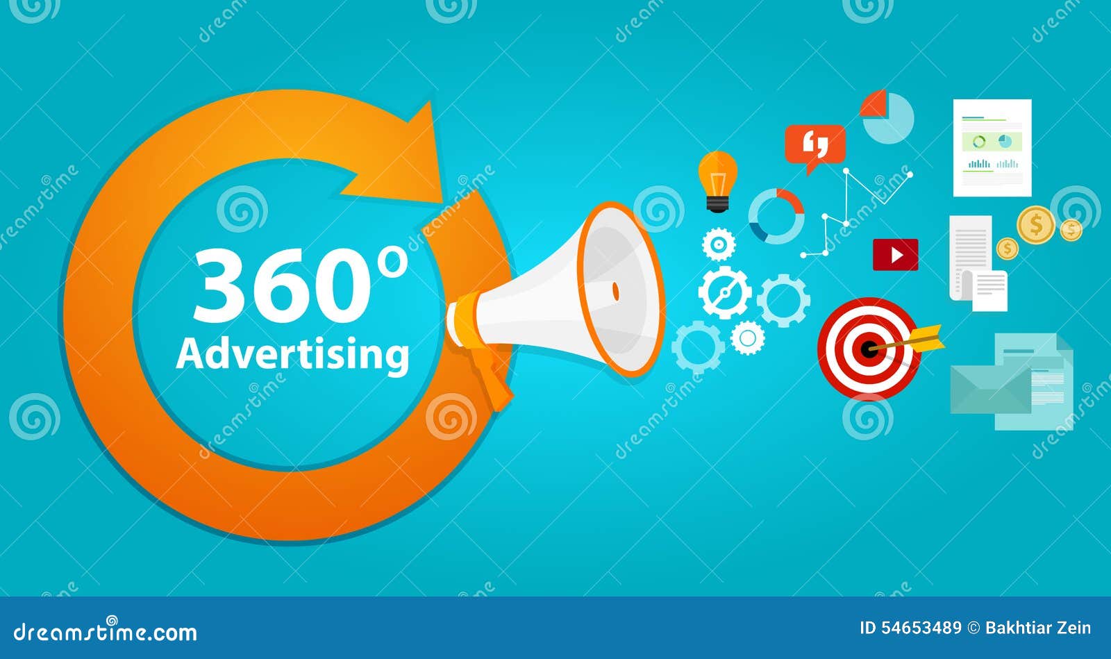 360 Advertising Full Cover Agency Concept Ads Stock Vector ...