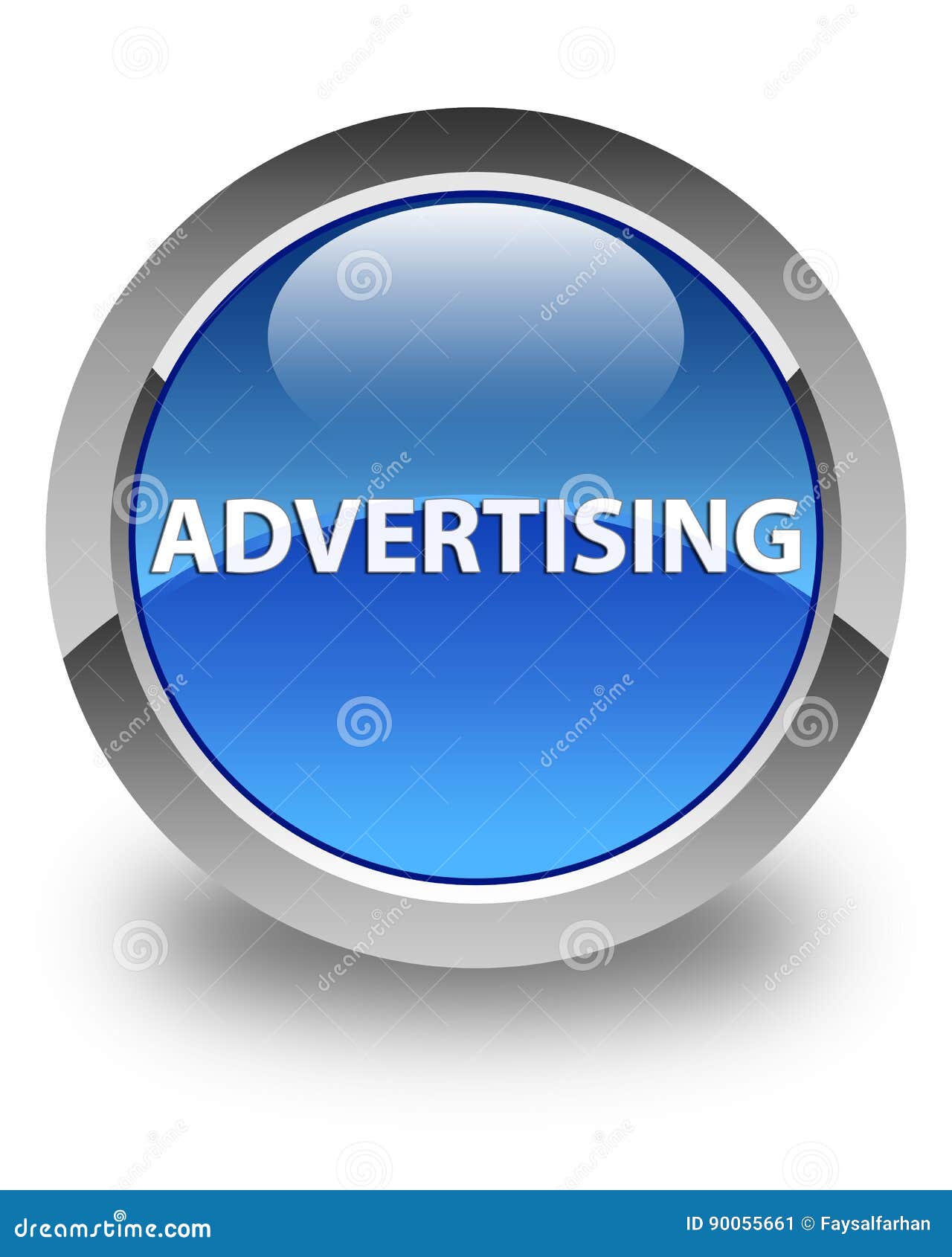 Advertising Glossy Blue Round Button Stock Illustration - Illustration ...