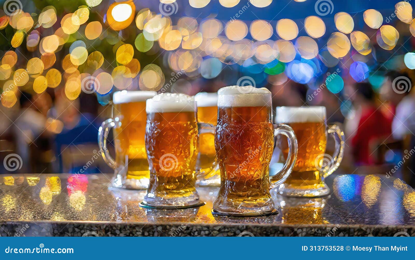Advertising Ice Cold Beer Mugs on the Table, Celebration Concept Stock ...