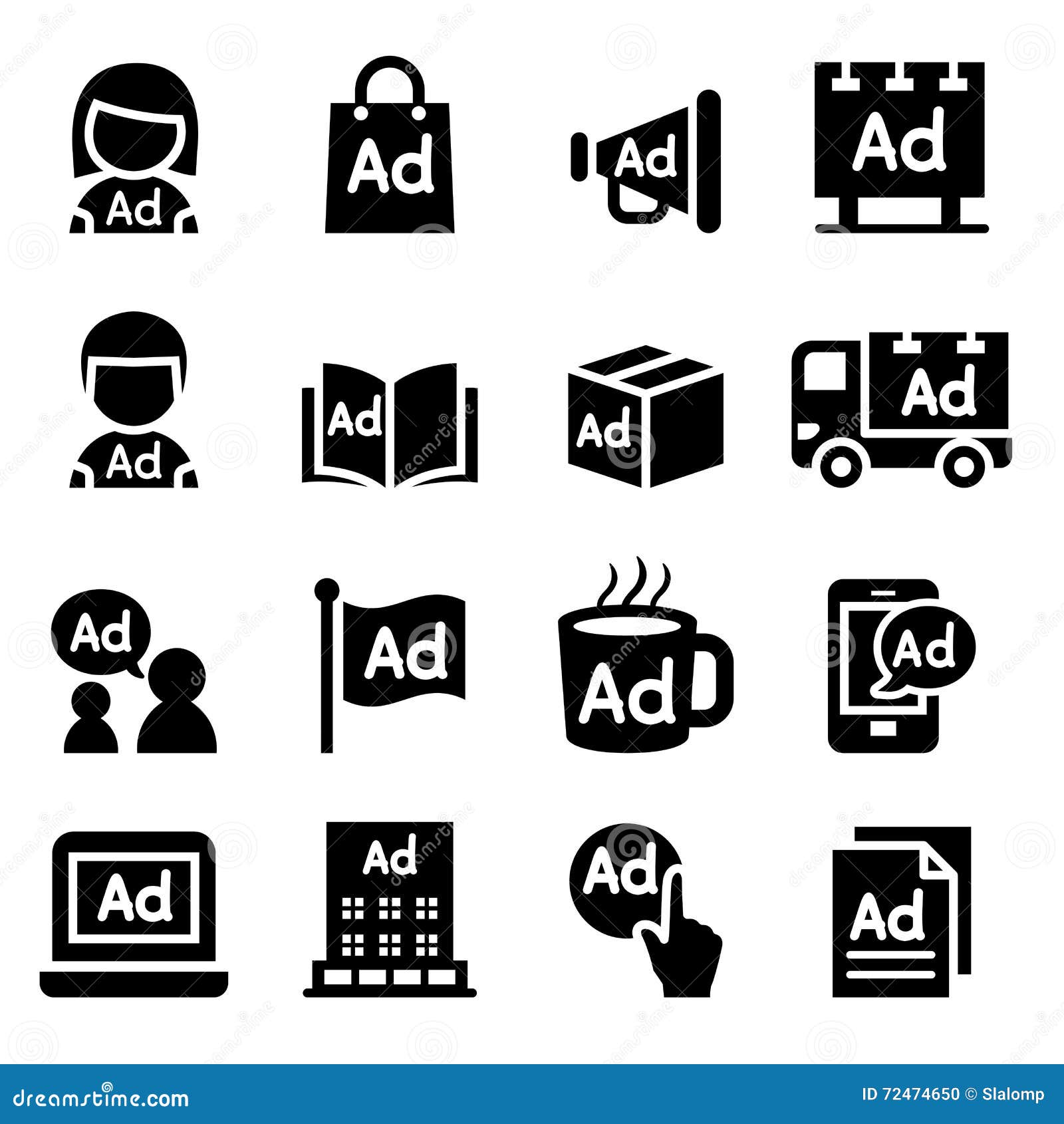 Advertising icon set stock illustration. Illustration of campaign ...