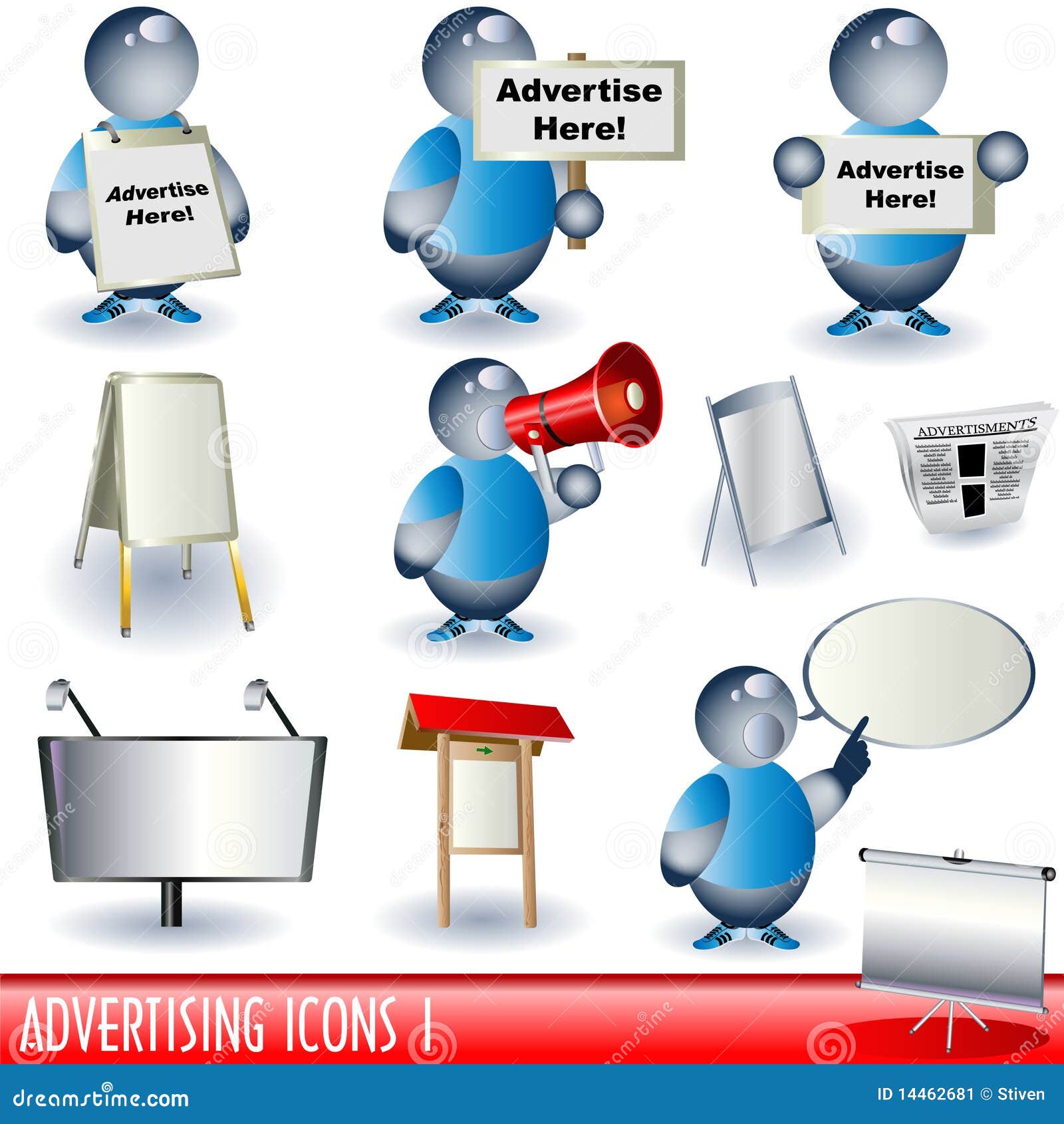 Advertising icons 1 stock vector. Illustration of balloon - 14462681