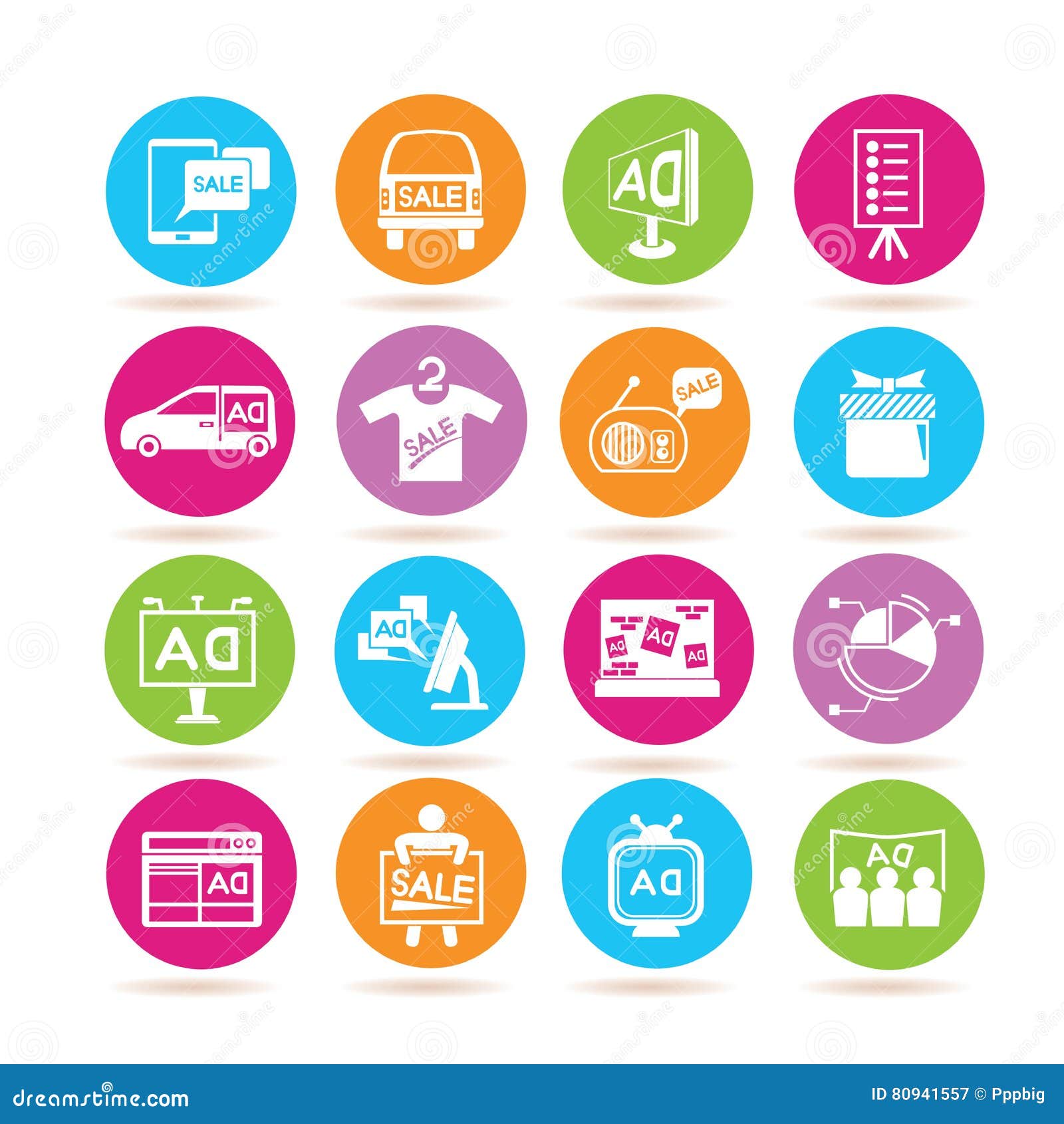 Advertising icons stock illustration. Illustration of discount - 80941557