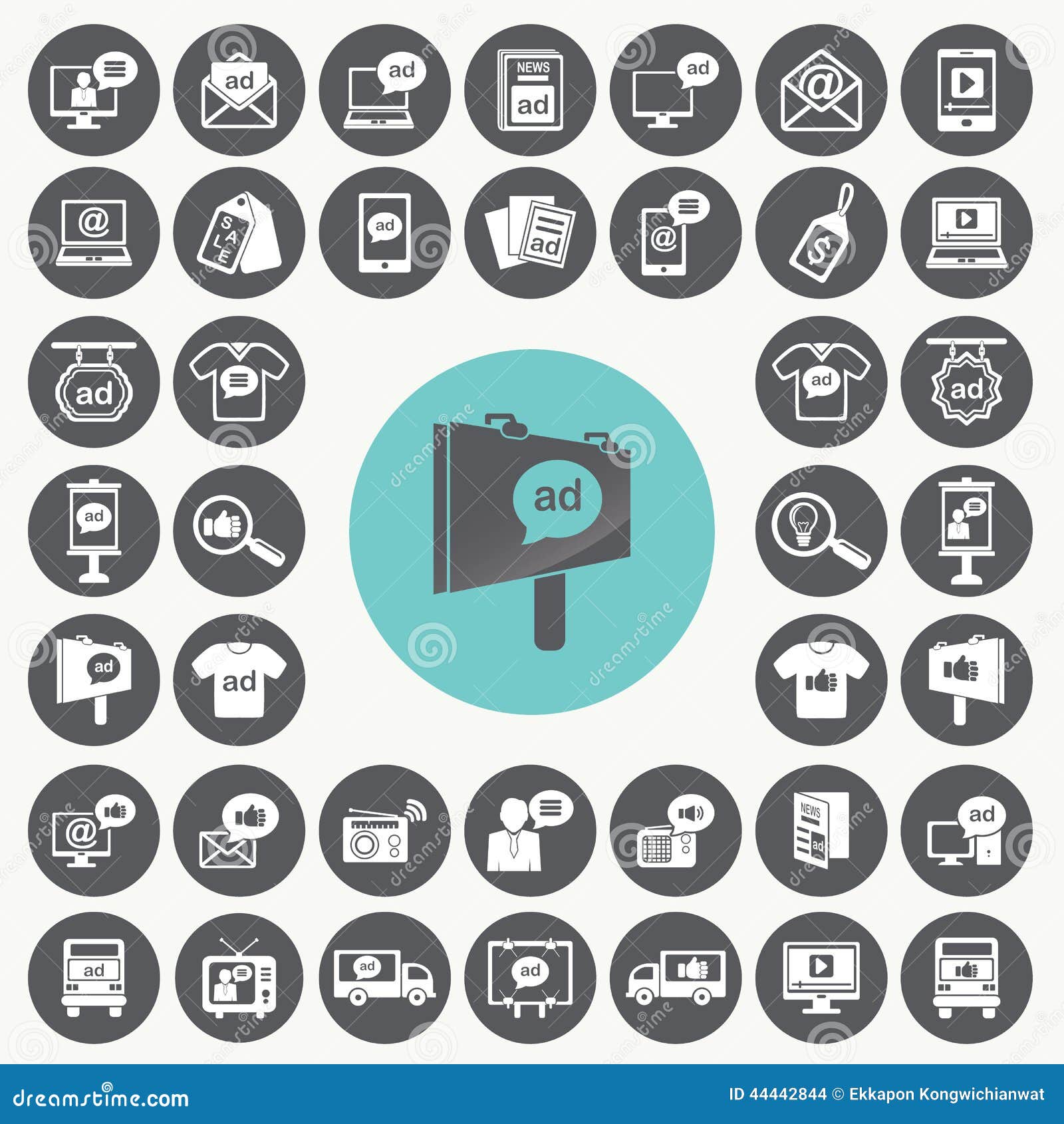 Advertising icons set. stock illustration. Illustration of publish ...