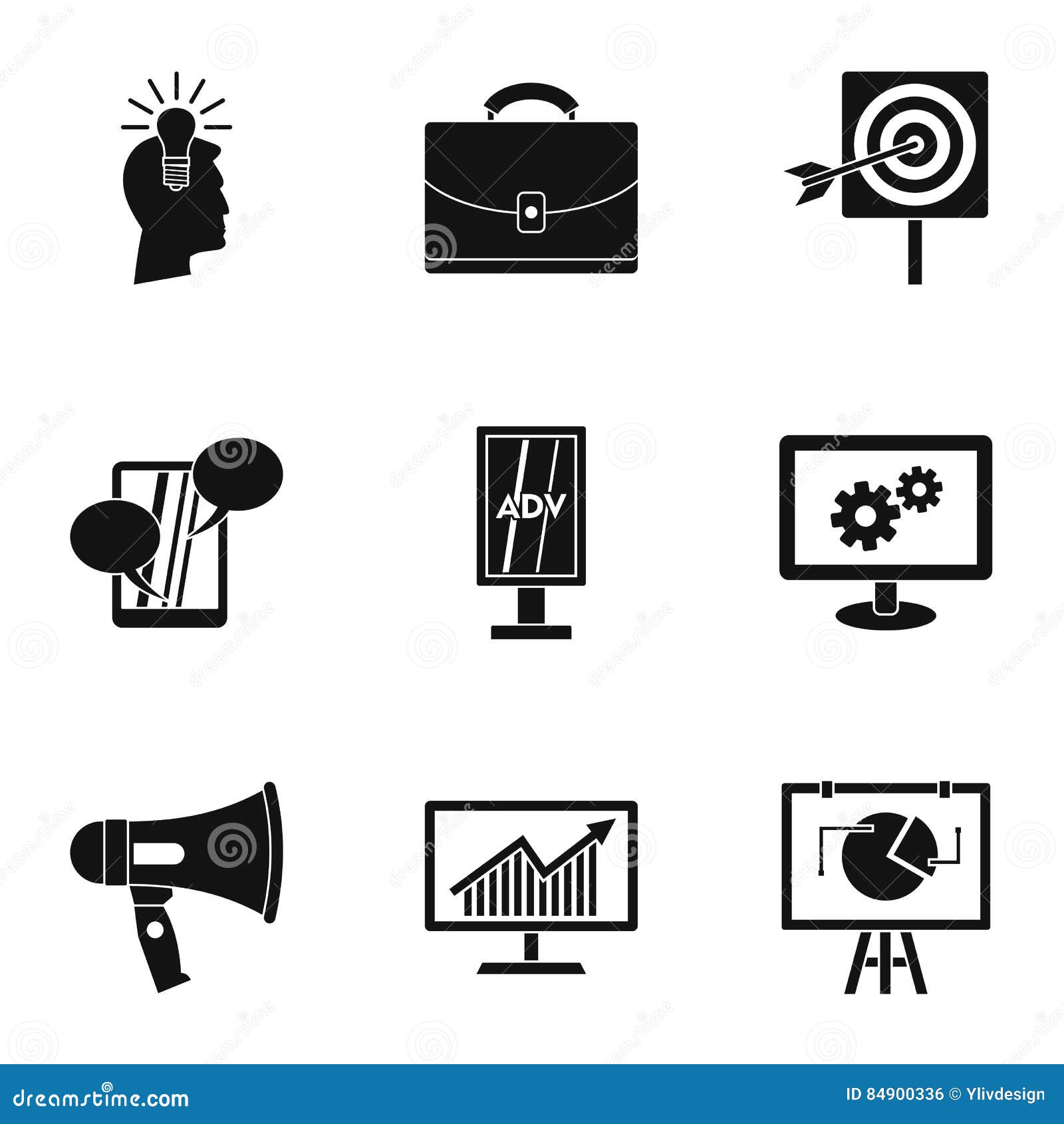 Advertising Icons Set, Simple Style Stock Vector - Illustration of idea ...