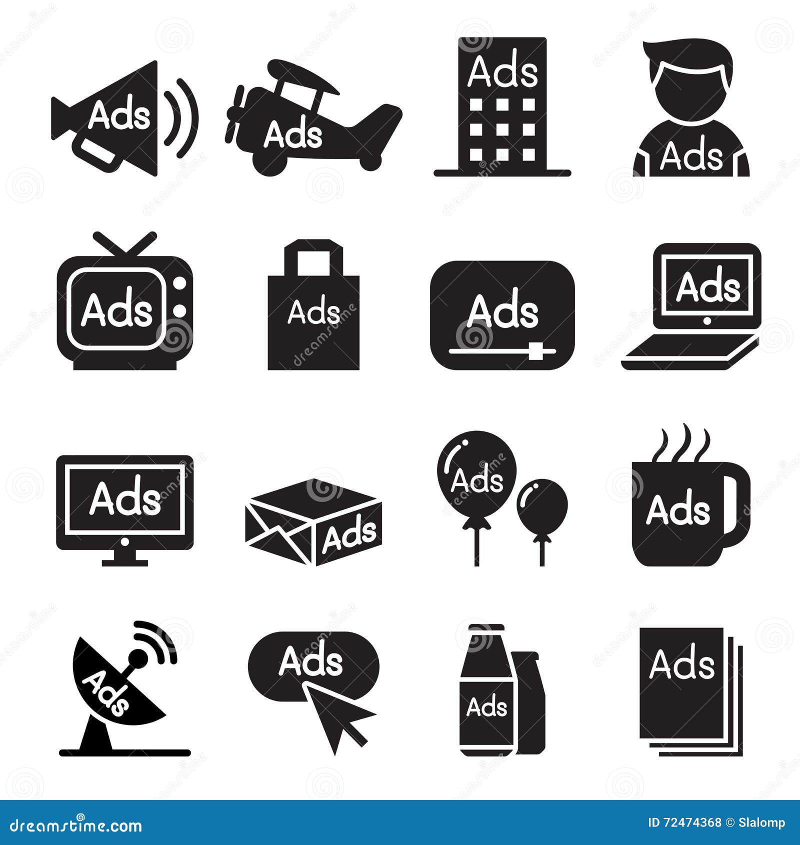 Advertising icons stock illustration. Illustration of campaign - 72474368