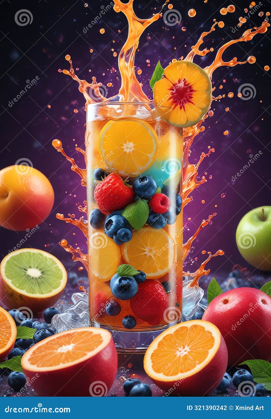 Advertising Image of Mix Fruit Drink with Splash Motion Stock ...