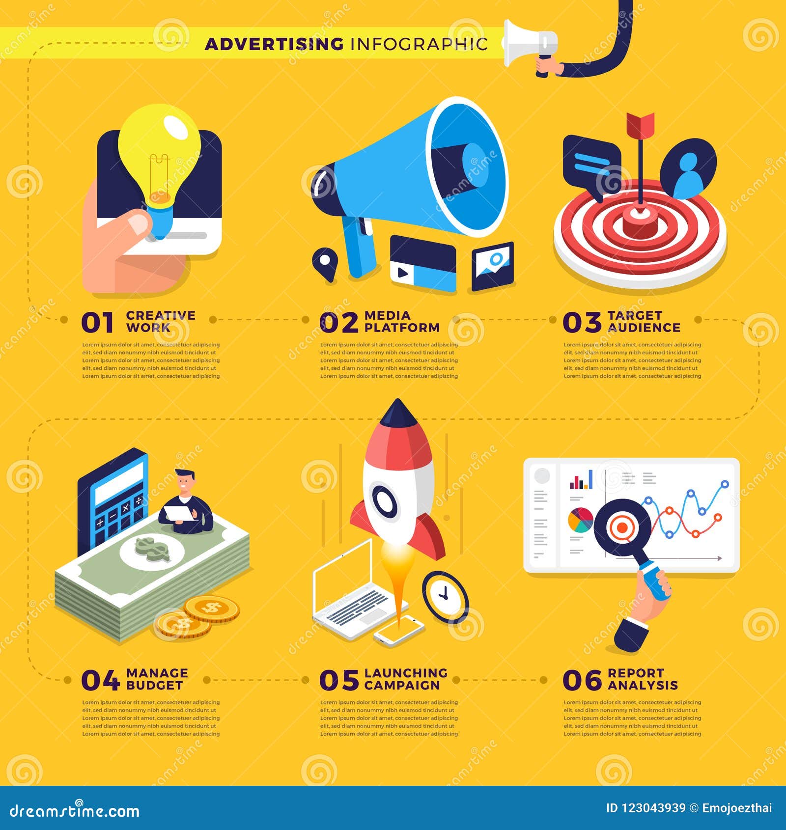 Advertising infographic stock vector. Illustration of email - 123043939