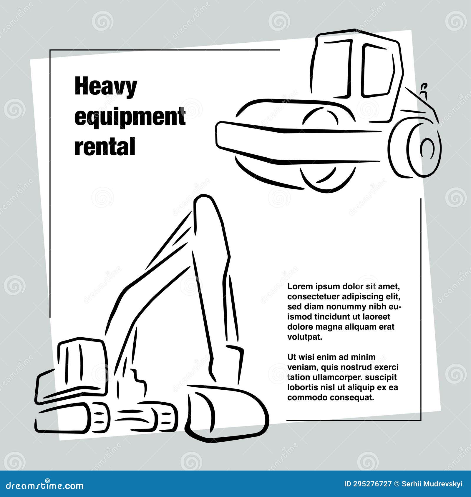 Advertising Layout for Rental of Special Equipment. Excavator and ...