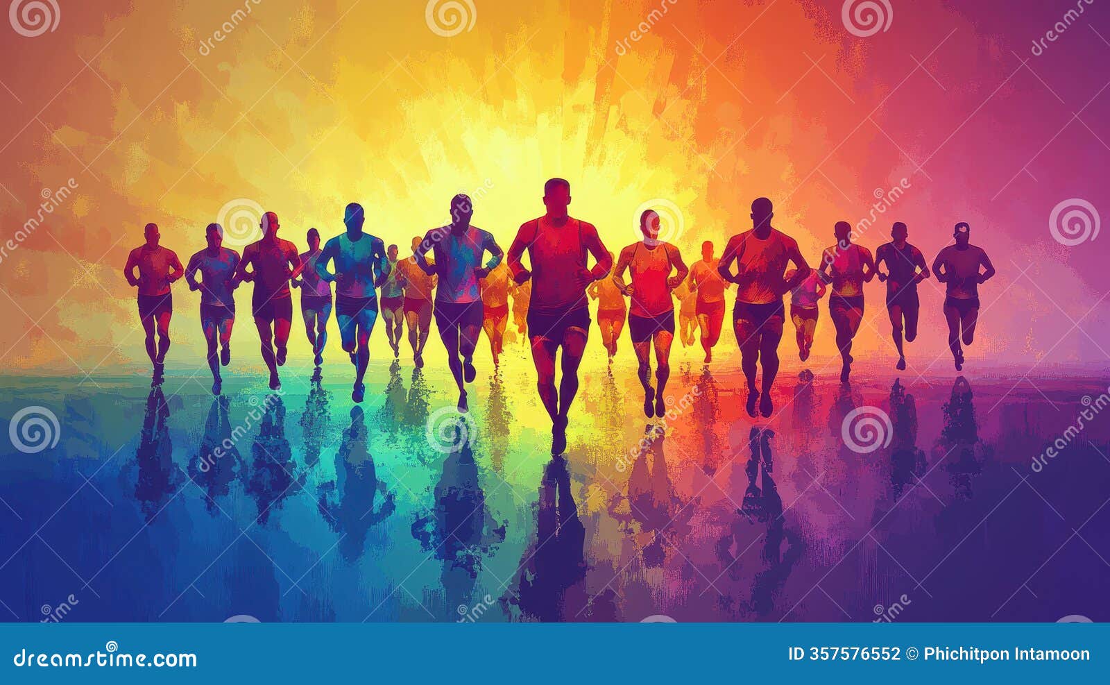 Advertising of Marathon Poster Illustrated with a Group of Runners in ...