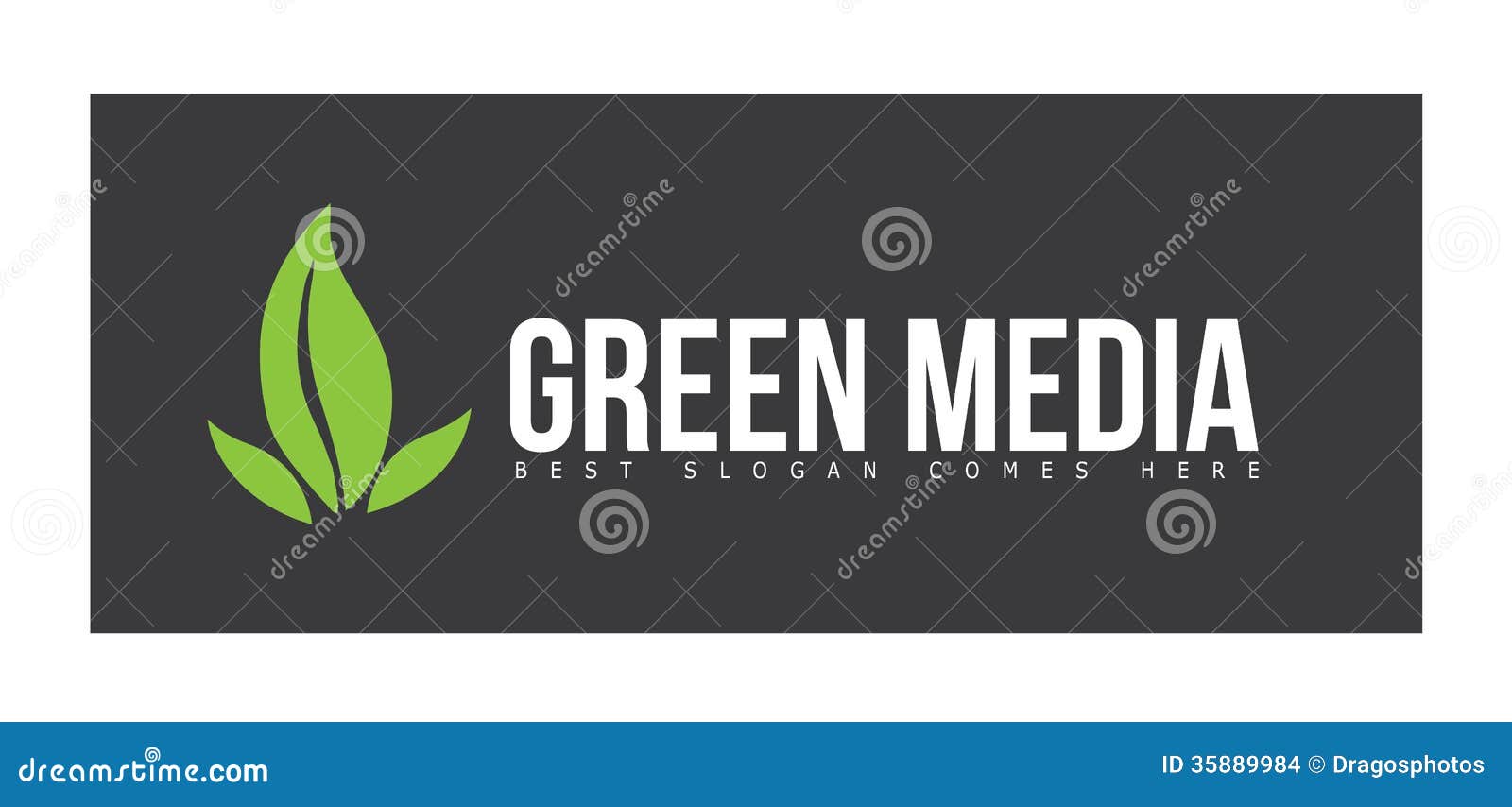 Advertising Media Logo Concept with Green Leafs Stock Illustration ...
