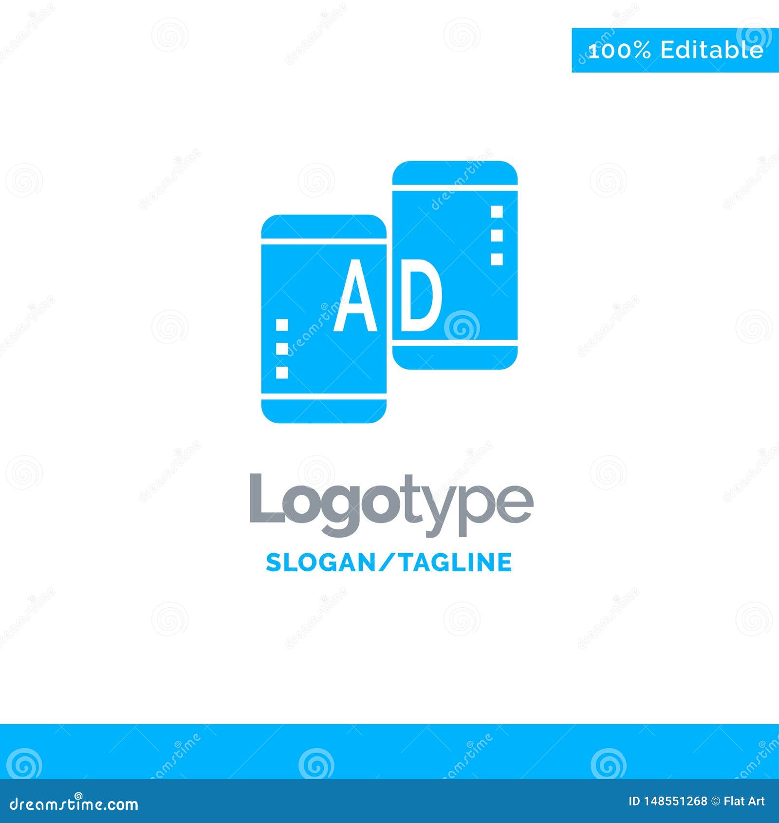 Advertising, Mobile, Mobile Advertising, Marketing Blue Solid Logo ...