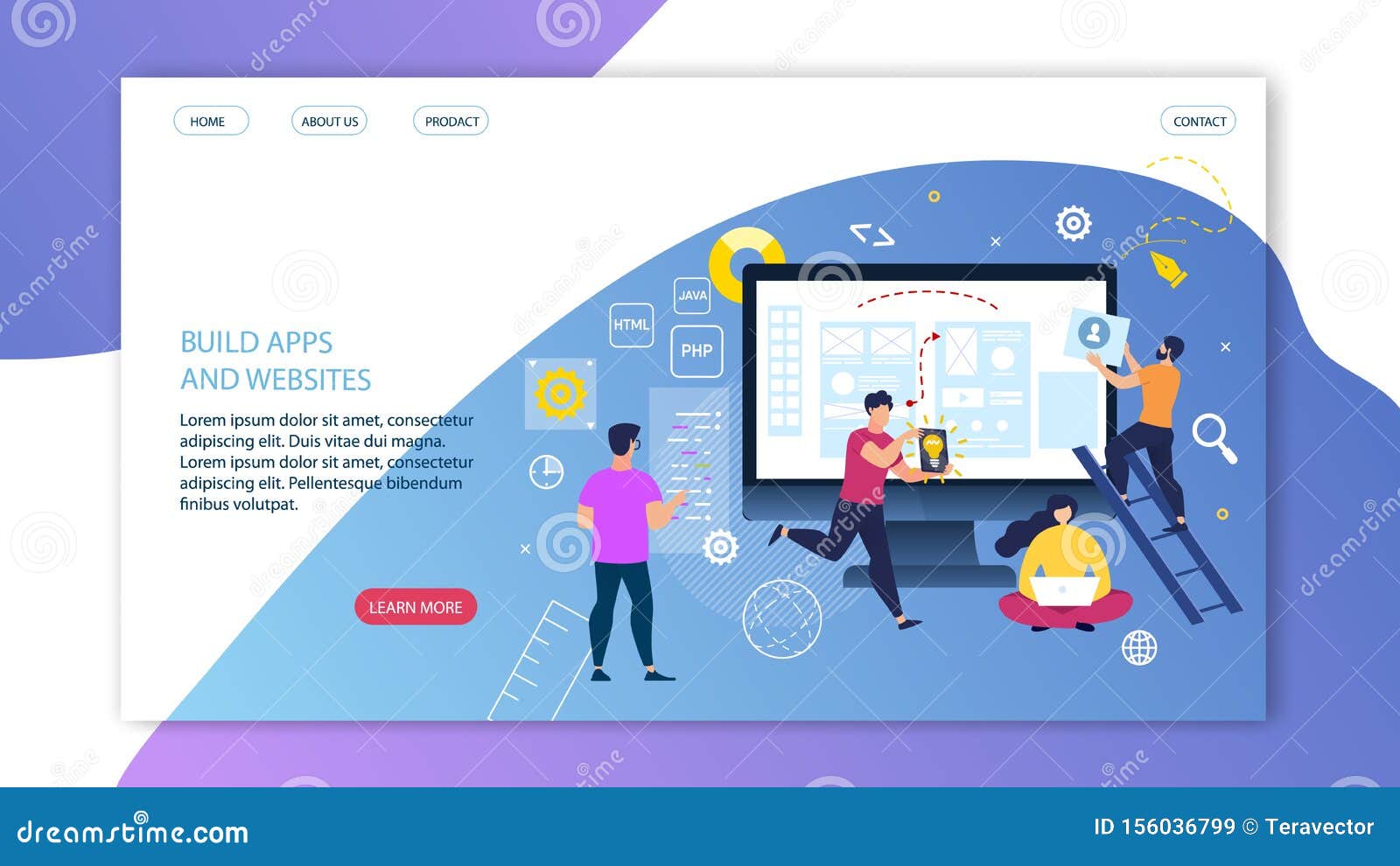 Advertising Poster Build Apps and Websites Flat. Stock Vector ...