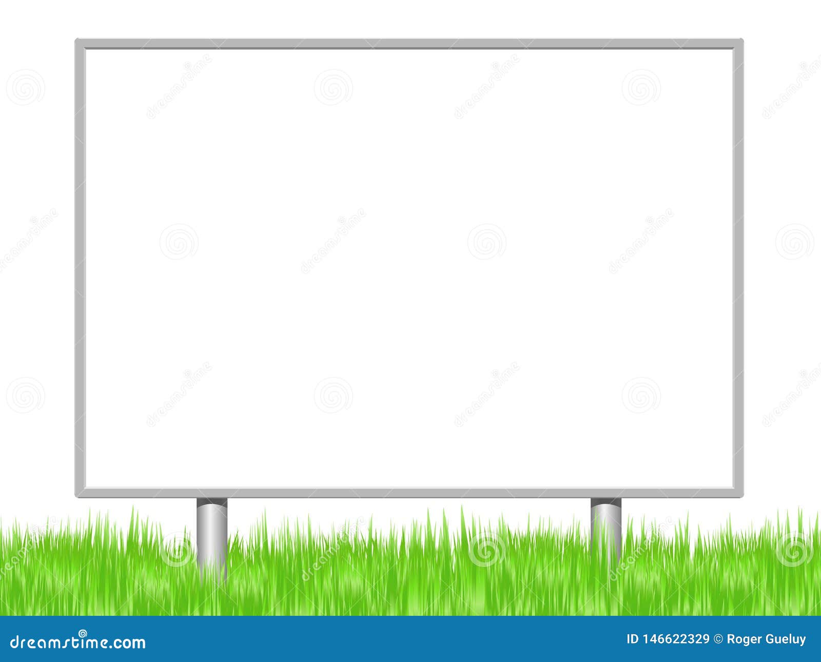 Advertising Sign Placed in a Meadow on a White Background Stock ...