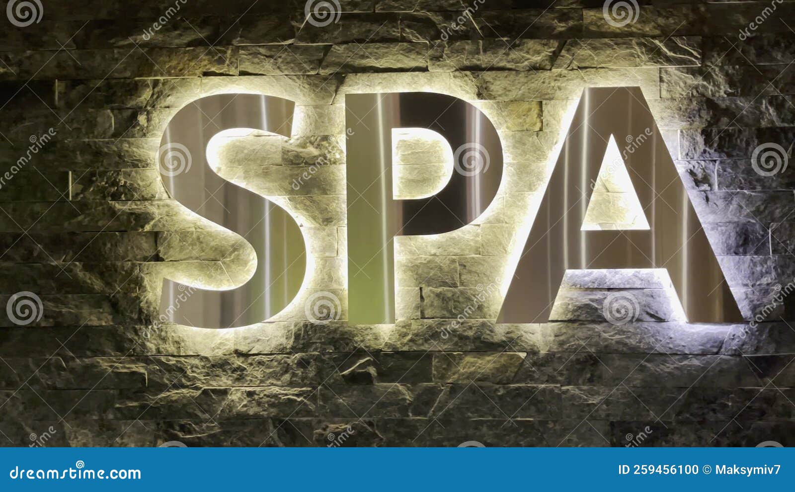 Advertising Sign Spa Area on a Black Brick Wall Stock Footage - Video ...