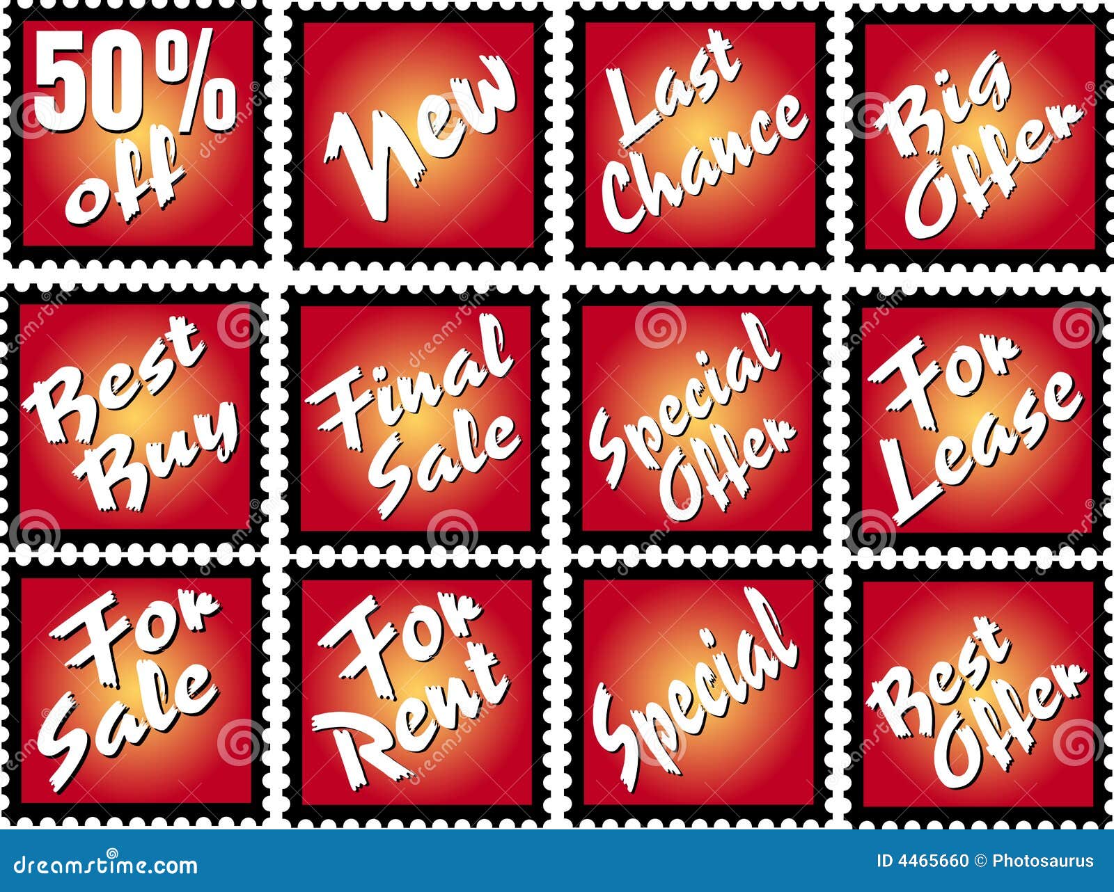 Advertising stamps stock vector. Illustration of letter - 4465660