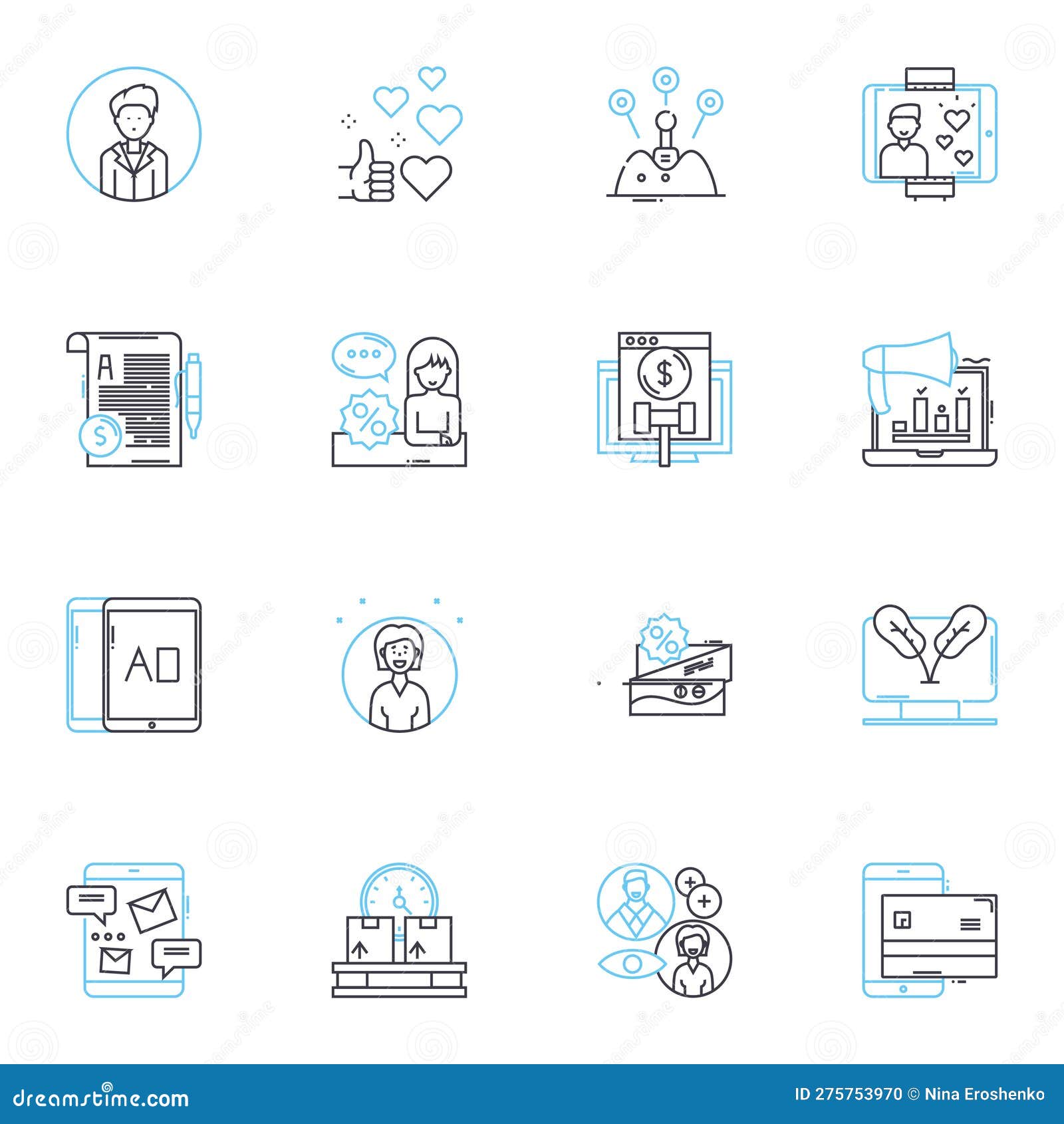 Advertising Strategy Linear Icons Set. Segmentation, Positioning ...